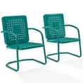 Crosley Bates Outdoor Retro Patio Chairs in Turquoise (Set of Two ...