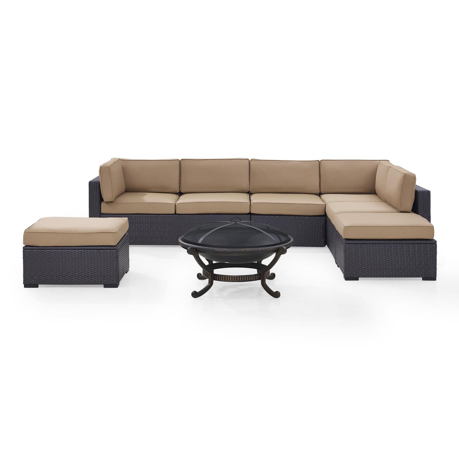 BISCAYNE 7 PERSON OUTDOOR WICKER SEATING SET IN MOCHA - TWO LOVESEATS ...