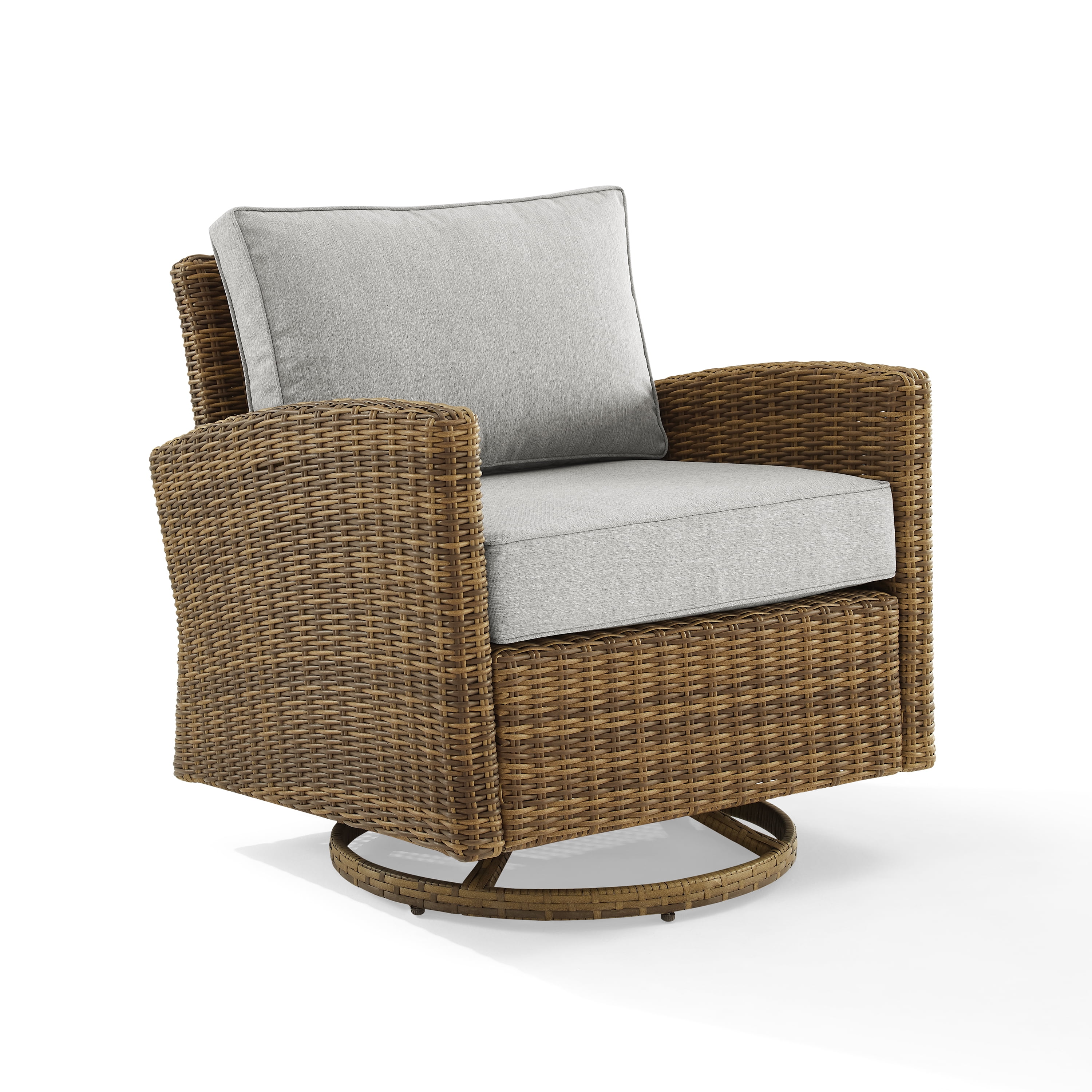 Crosley Bradenton Adult Steel Outdoor Wicker Swivel Rocker Chair, Gray ...