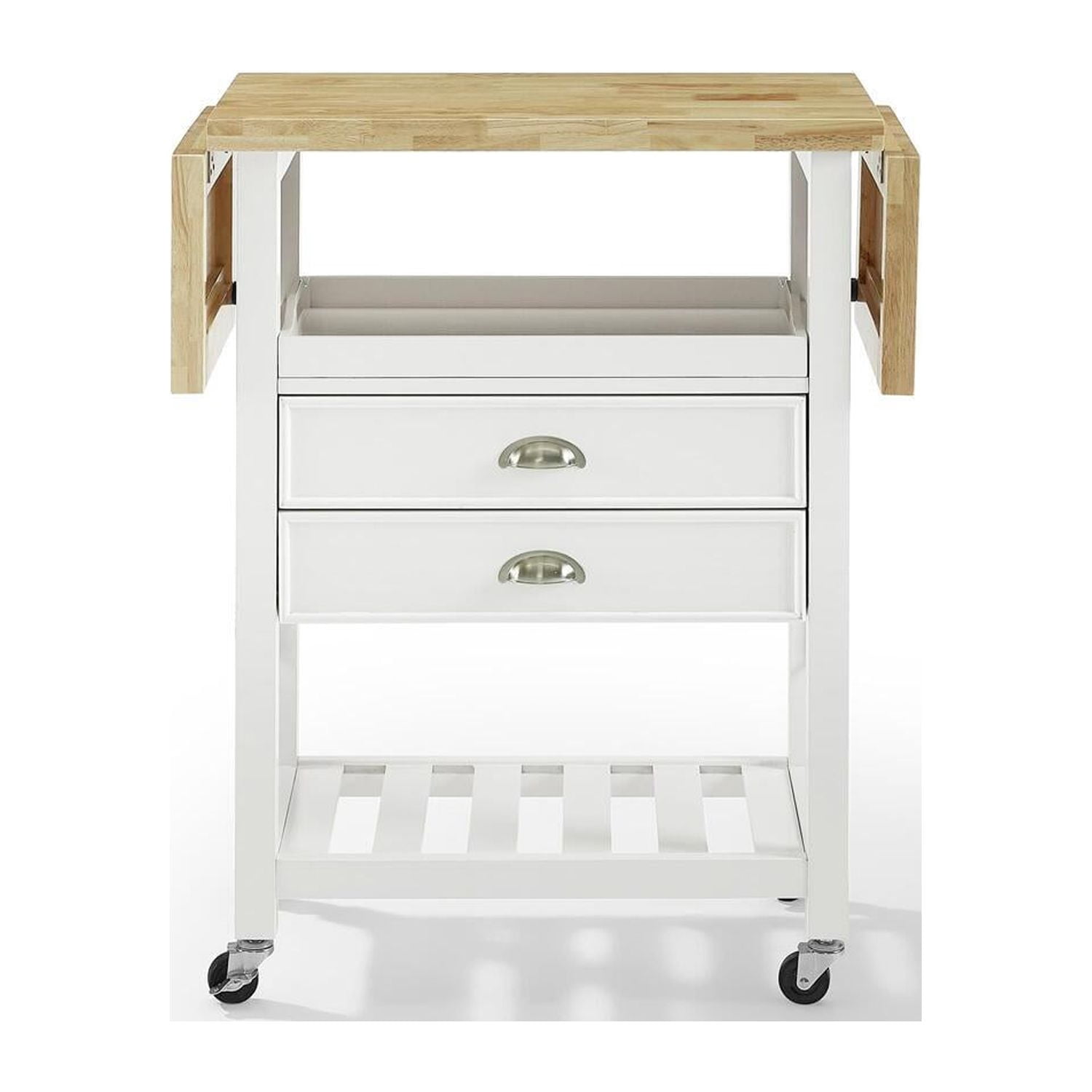 Crosley Brands Bristol Double Drop Leaf Kitchen Cart White/Natural ...