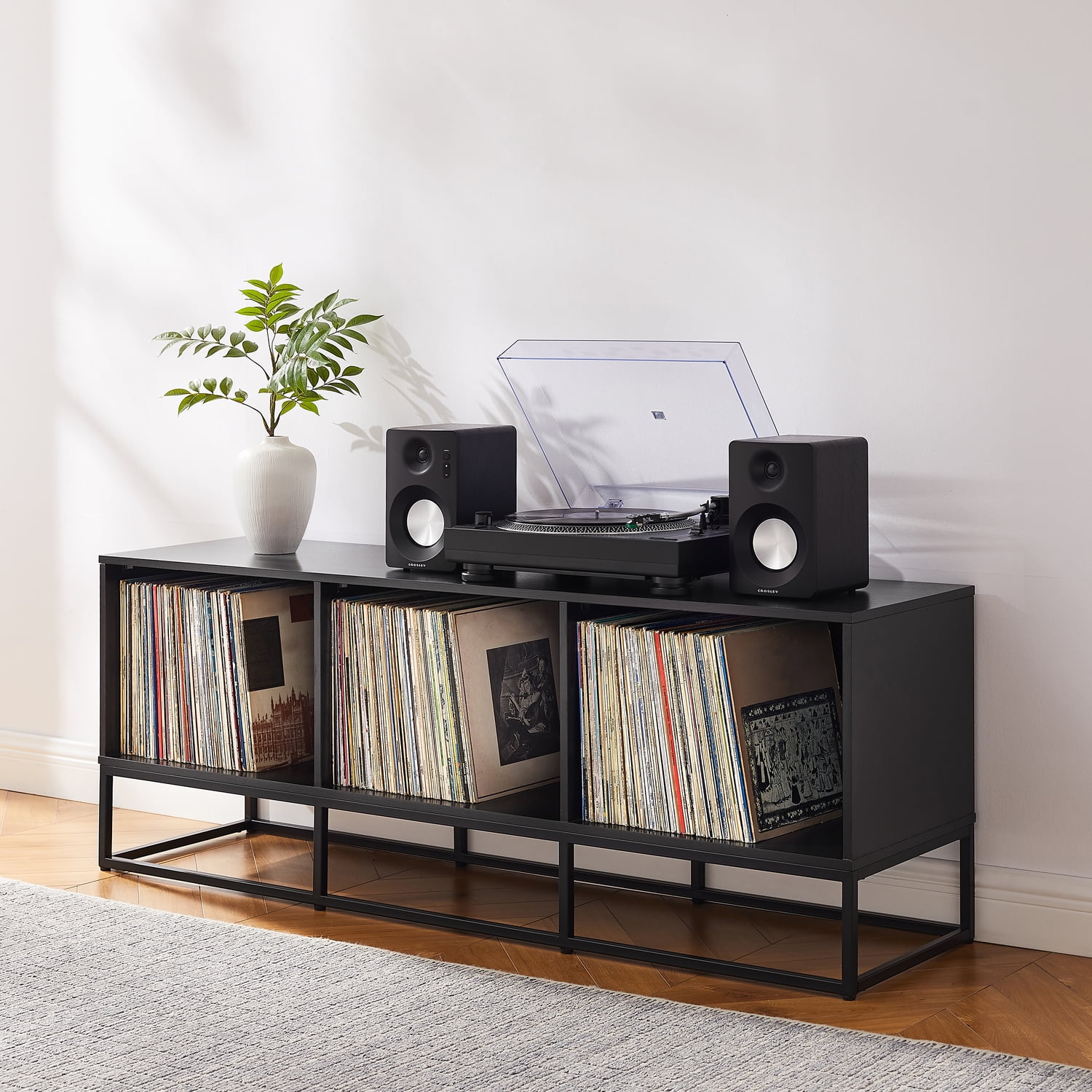 Crosley Furniture Enzo Large Modern Industrial Metal Wood Home ...
