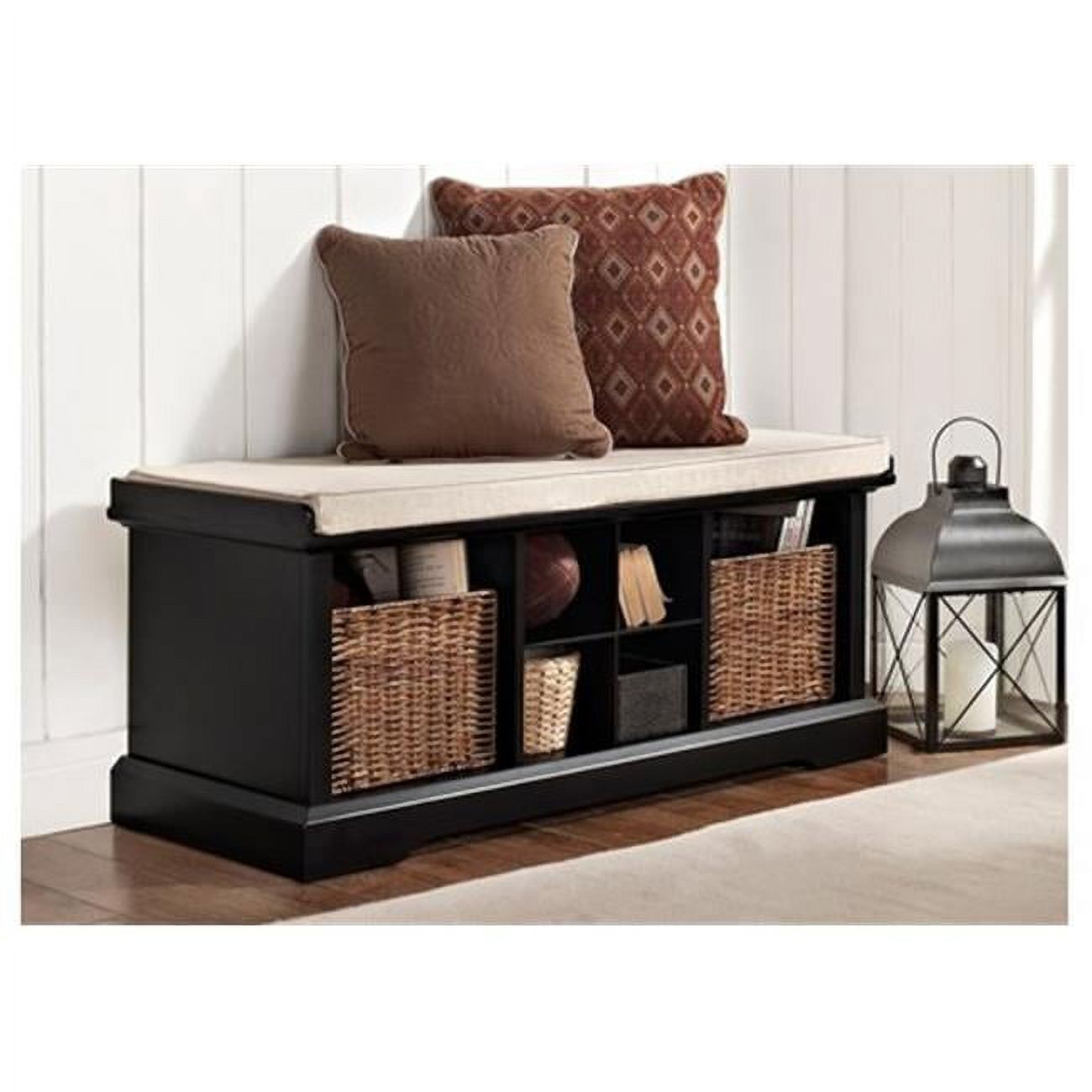 Walker Edison Japandi 1-Shelf Entryway Bench, Black - Walmart.com