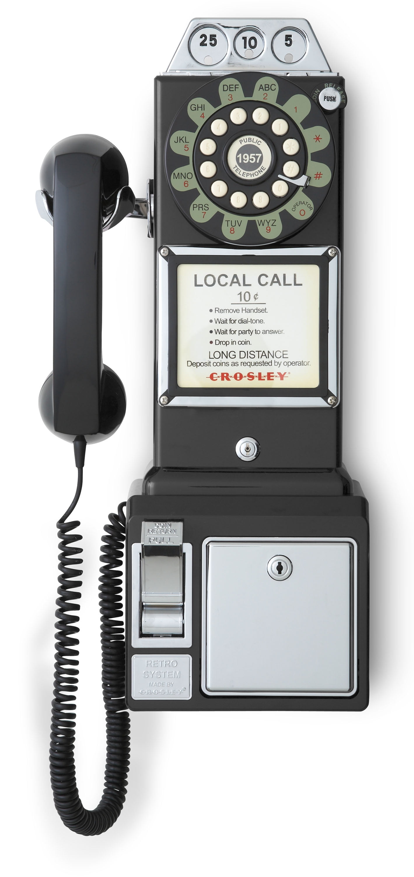 Crosley 1950's Pay Phone - Corded phone - black - Walmart.com