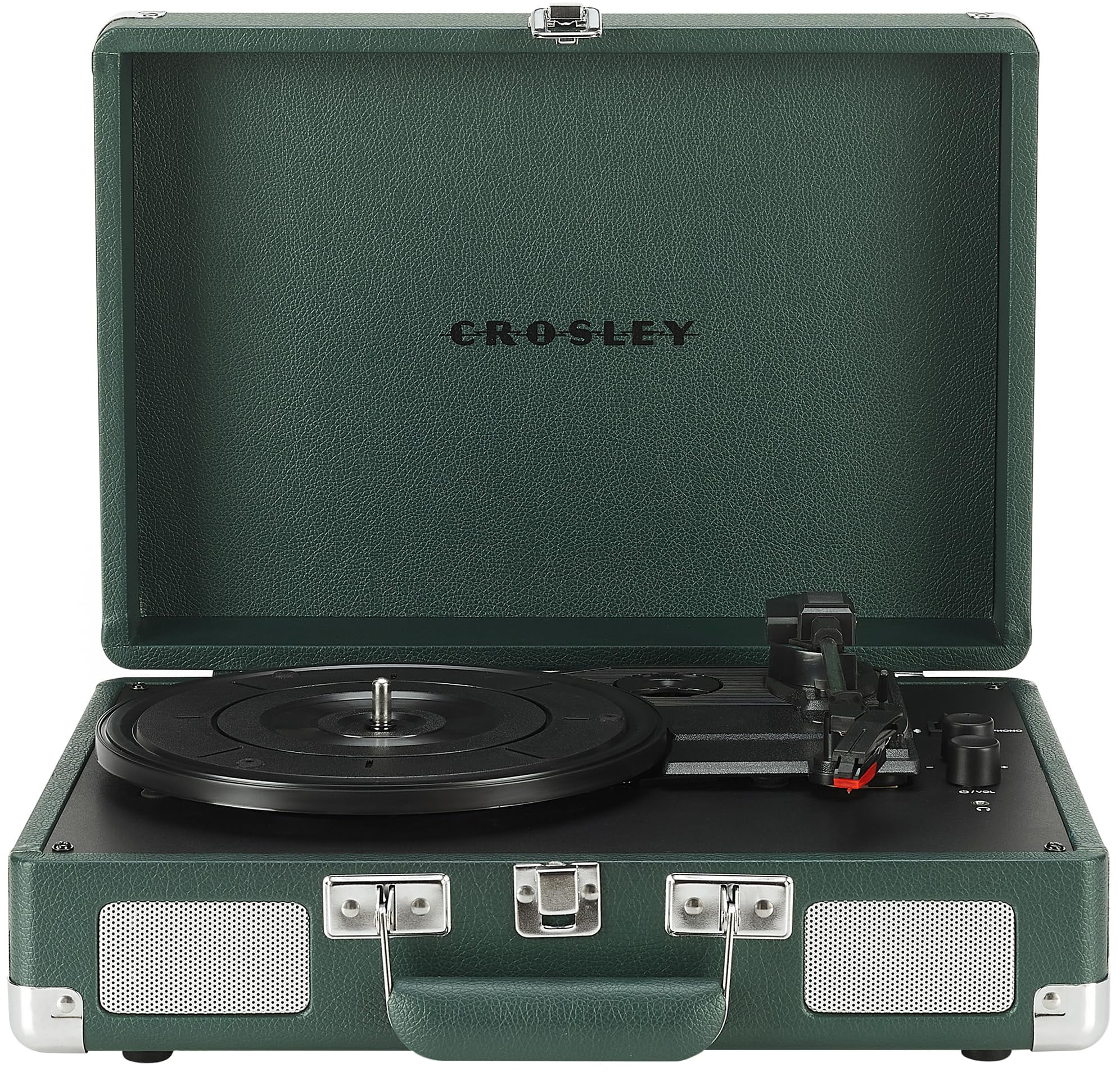Crosley CR8005F-EM Cruiser Plus Vintage 3-Speed Bluetooth in/Out Suitcase Vinyl Record Player ...