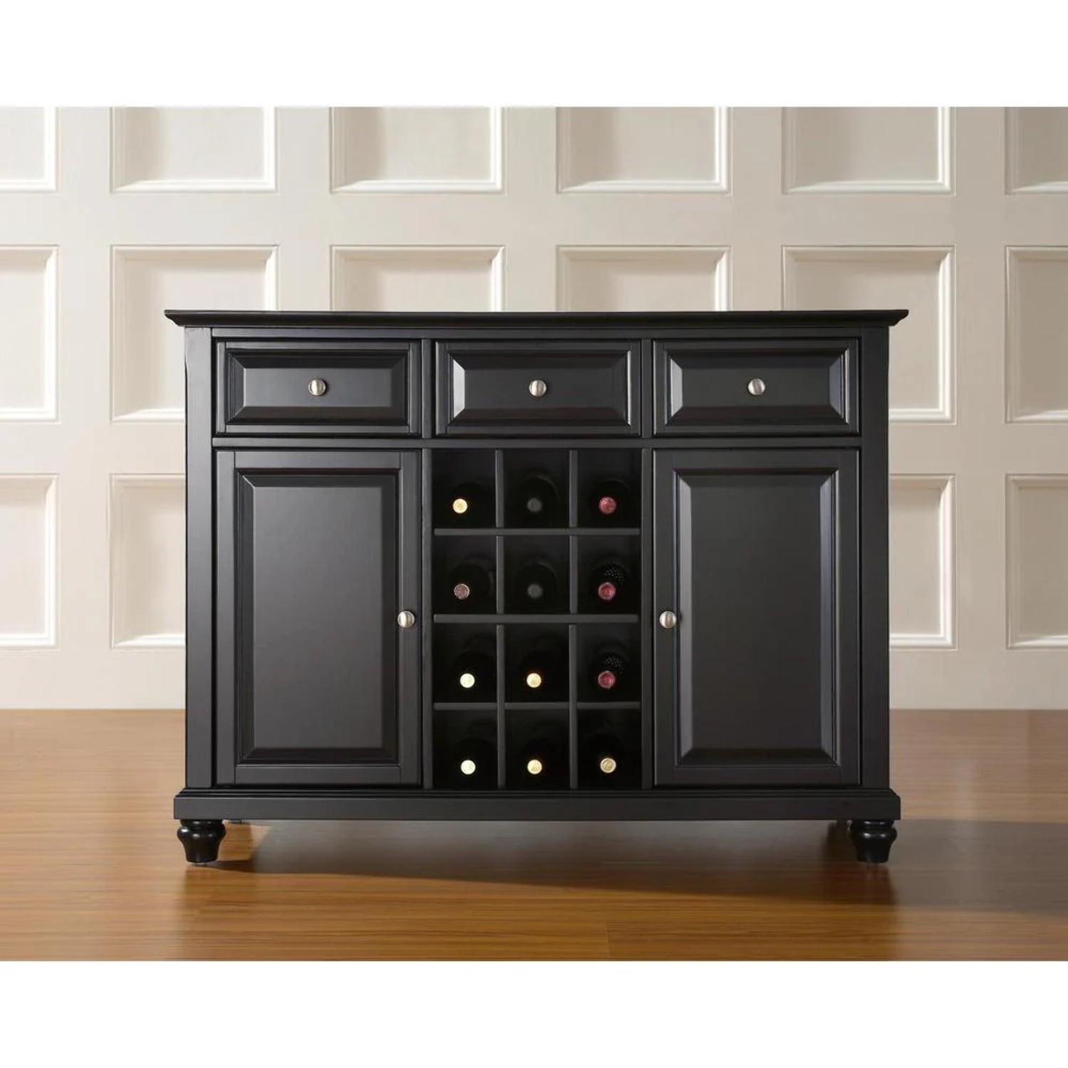 Crosley Cambridge Sideboard Cabinet W/Wine Storage Mahogany-Color:Black ...