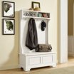 Woven Paths Industrial Hall Tree with Bench and Coat Hooks, White Oak ...