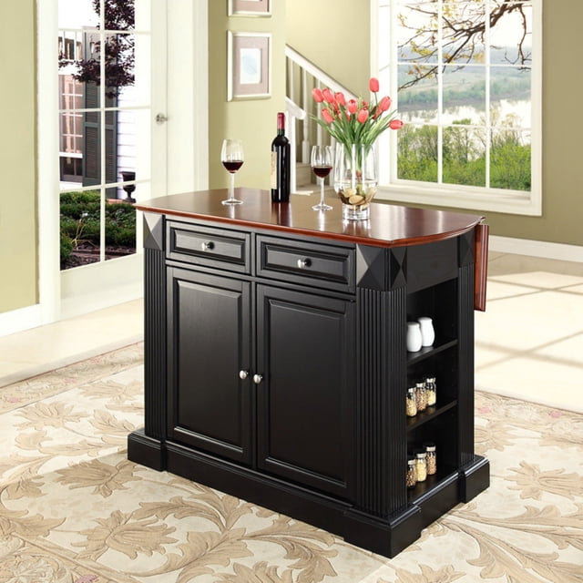 Crosley Kitchen Island with Drop Leaf Breakfast Bar Top and Dining ...