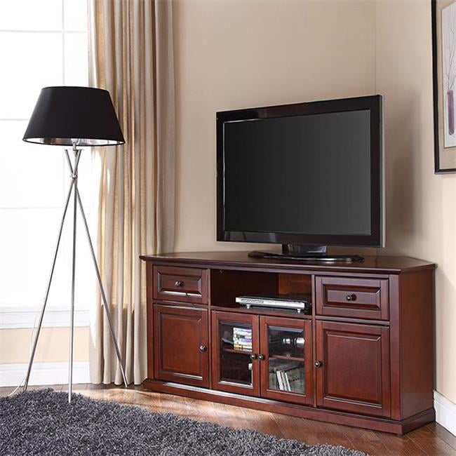 Crosley Furniture 60 in. Shelby Corner TV Stand in White with Mahogany ...