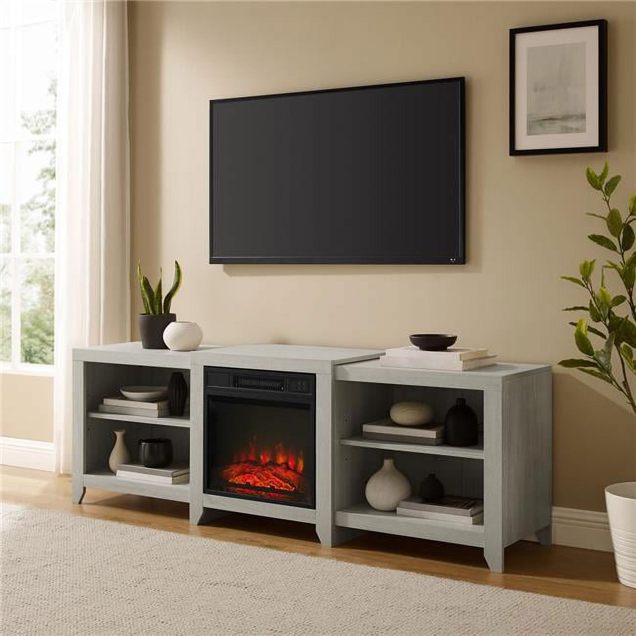 Crosley Furniture 69 in. Ronin Low Profile TV Stand with Fireplace ...