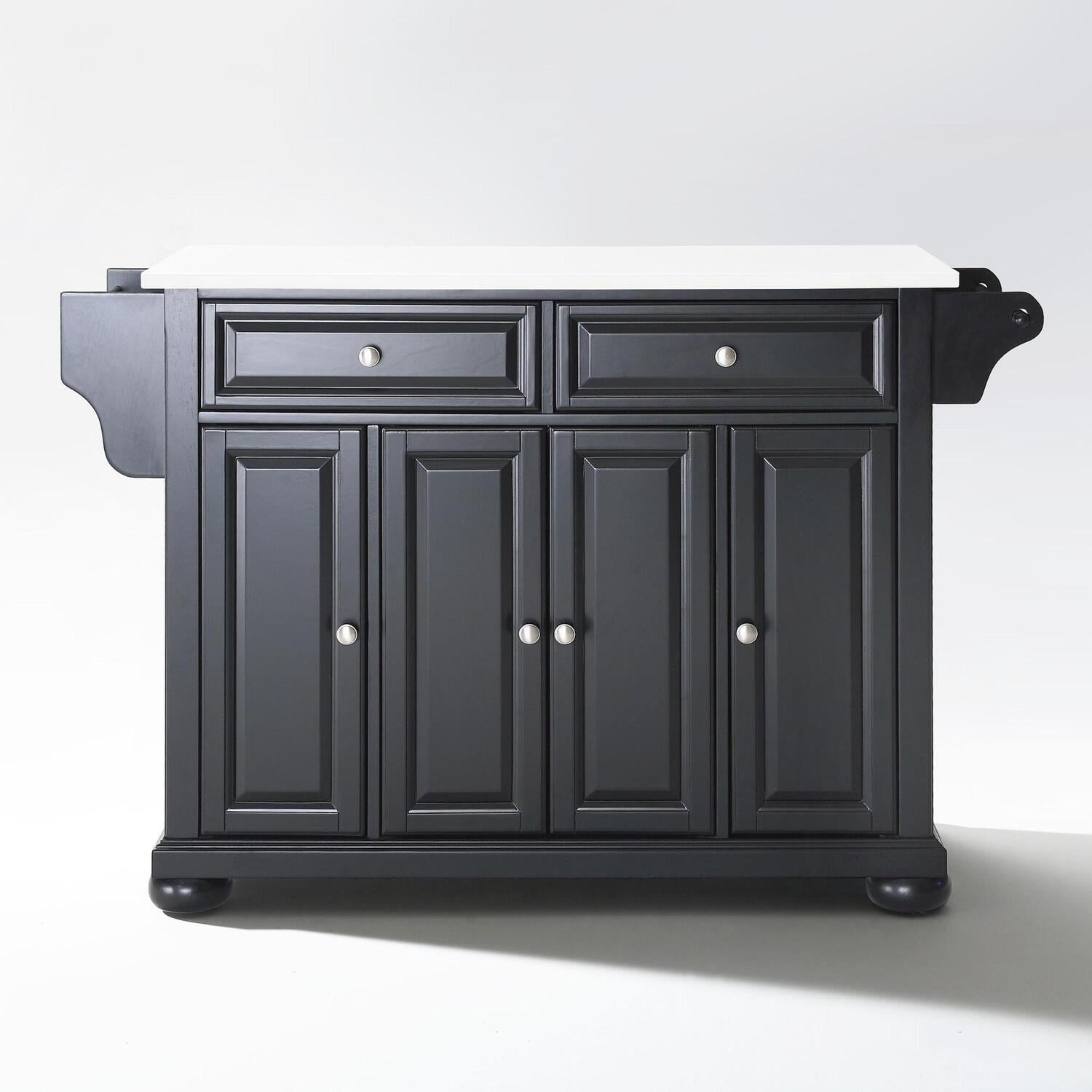 Crosley Alexandria Stone Top Full Size Kitchen Island/Cart Black/White ...