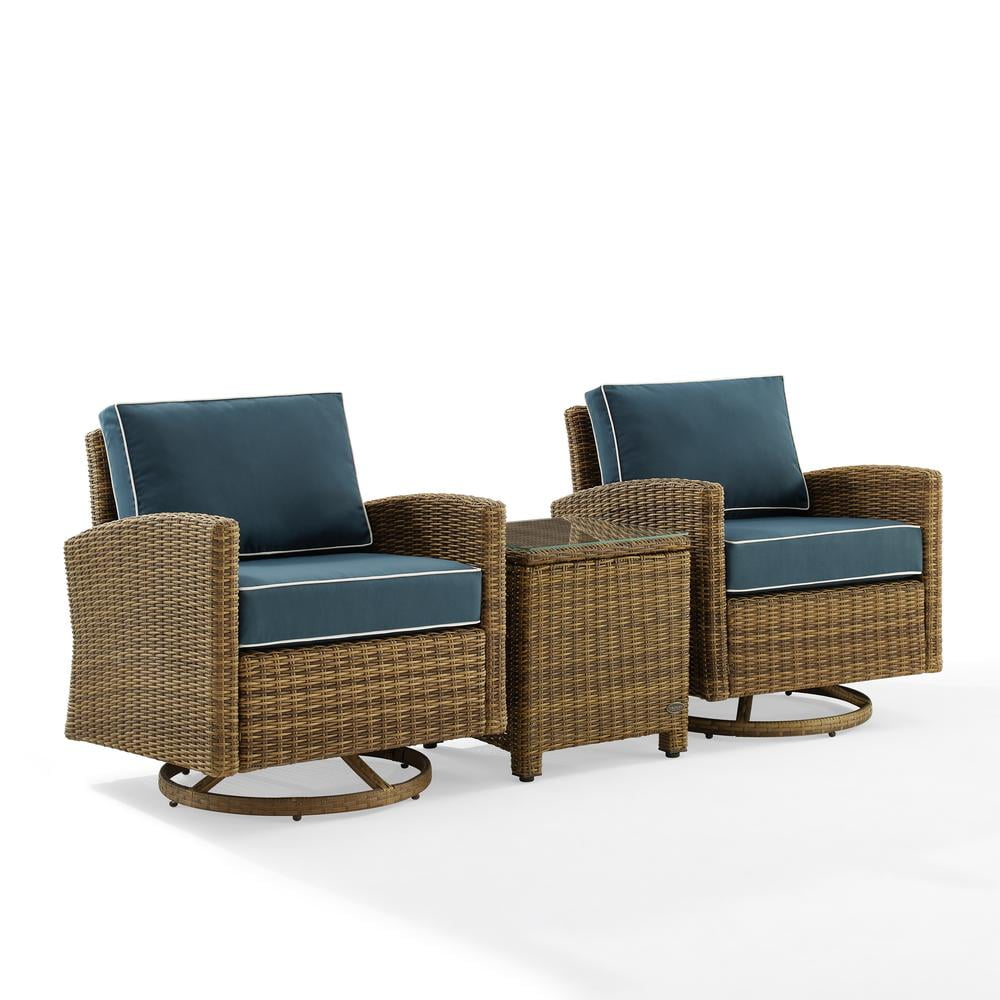 Crosley Furniture Bradenton 3-Pc Fabric Outdoor Swivel Rocker Chair Set ...