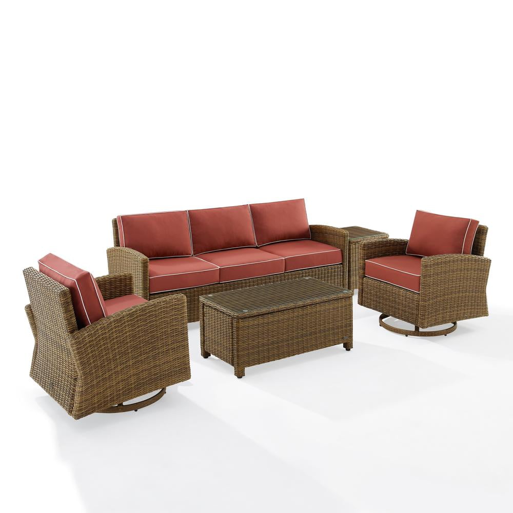 Crosley Furniture Bradenton 5-Piece Fabric Swivel Rocker and Sofa Set ...