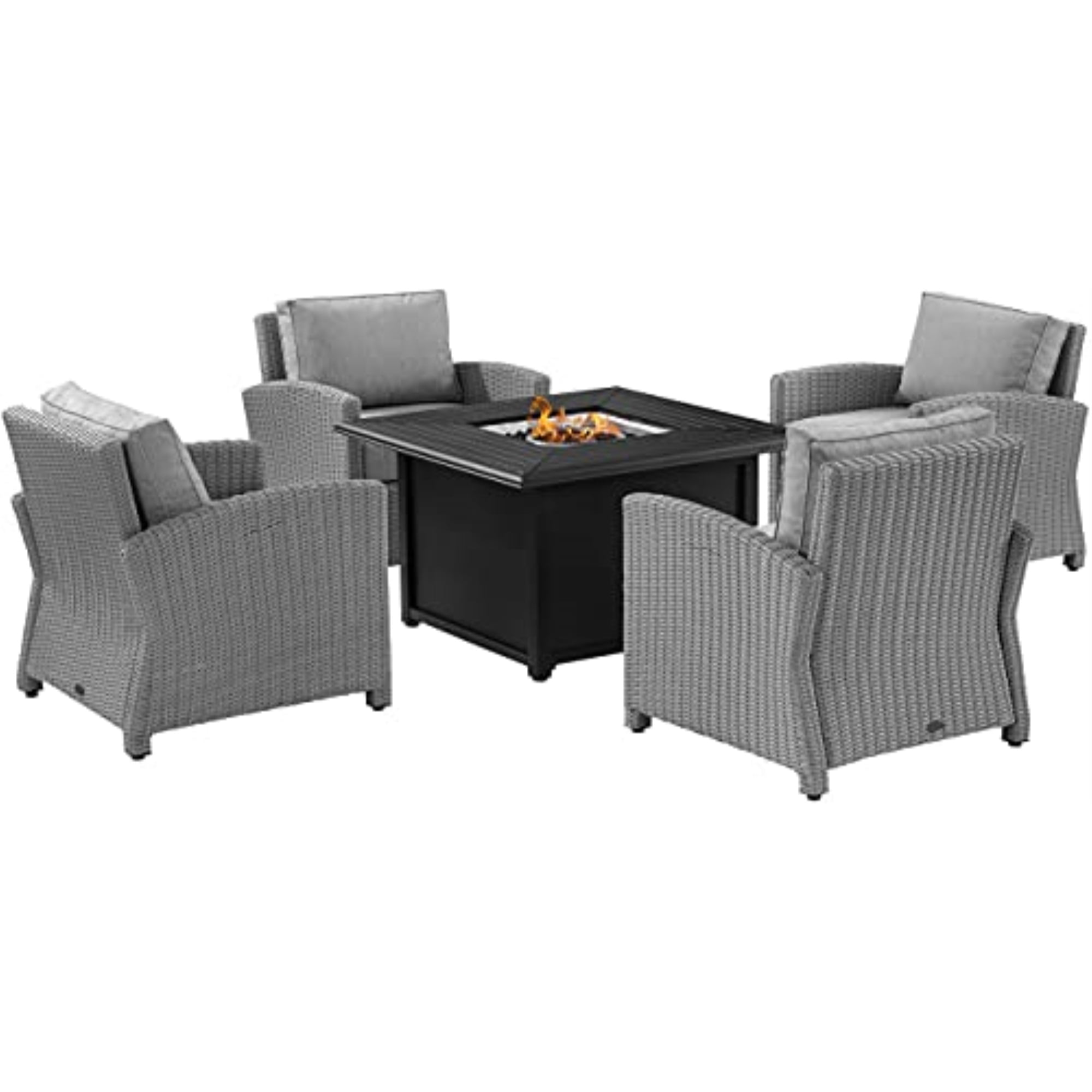 Crosley Furniture Bradenton Gray Gray 5 Piece Wicker Convers Set With