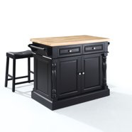 Home Fare Farmhouse 3-Drawer Oak Wood Kitchen Island in Beige - Walmart.com