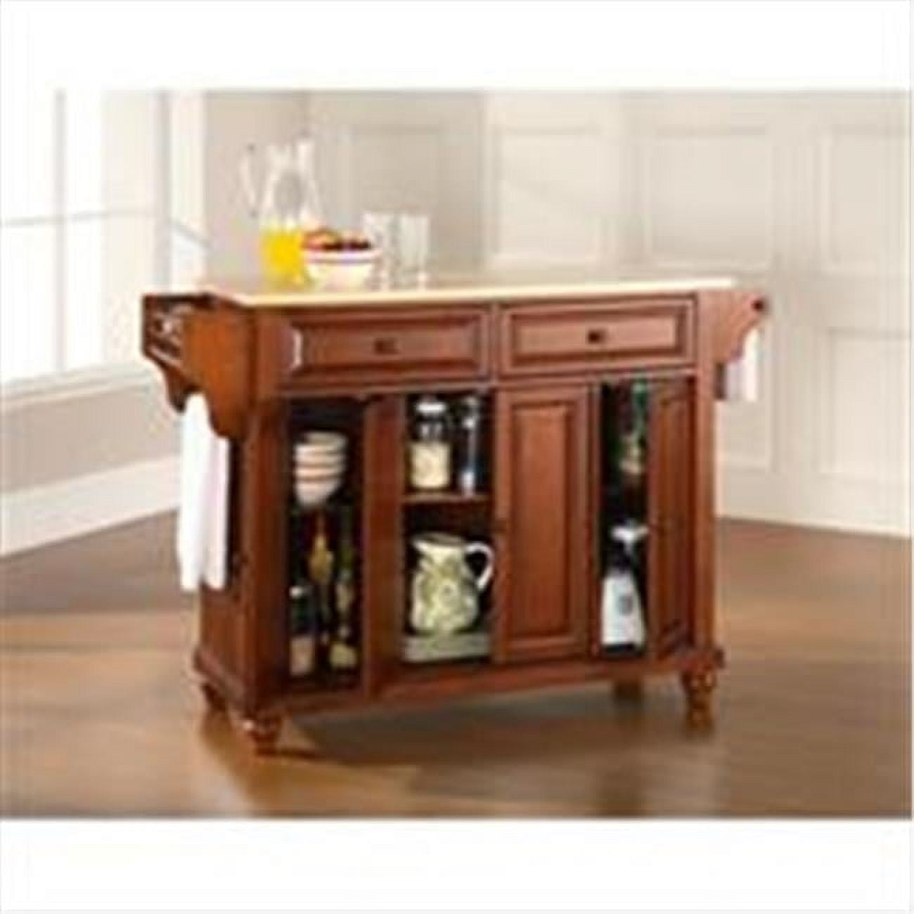 Crosley Furniture Cambridge Natural Wood Top Kitchen Island in Classic ...