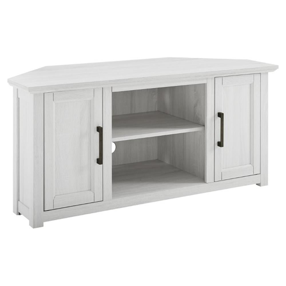 Crosley Camden 48-inch Corner TV Stand, Whitewash, Rustic Style, Fits ...