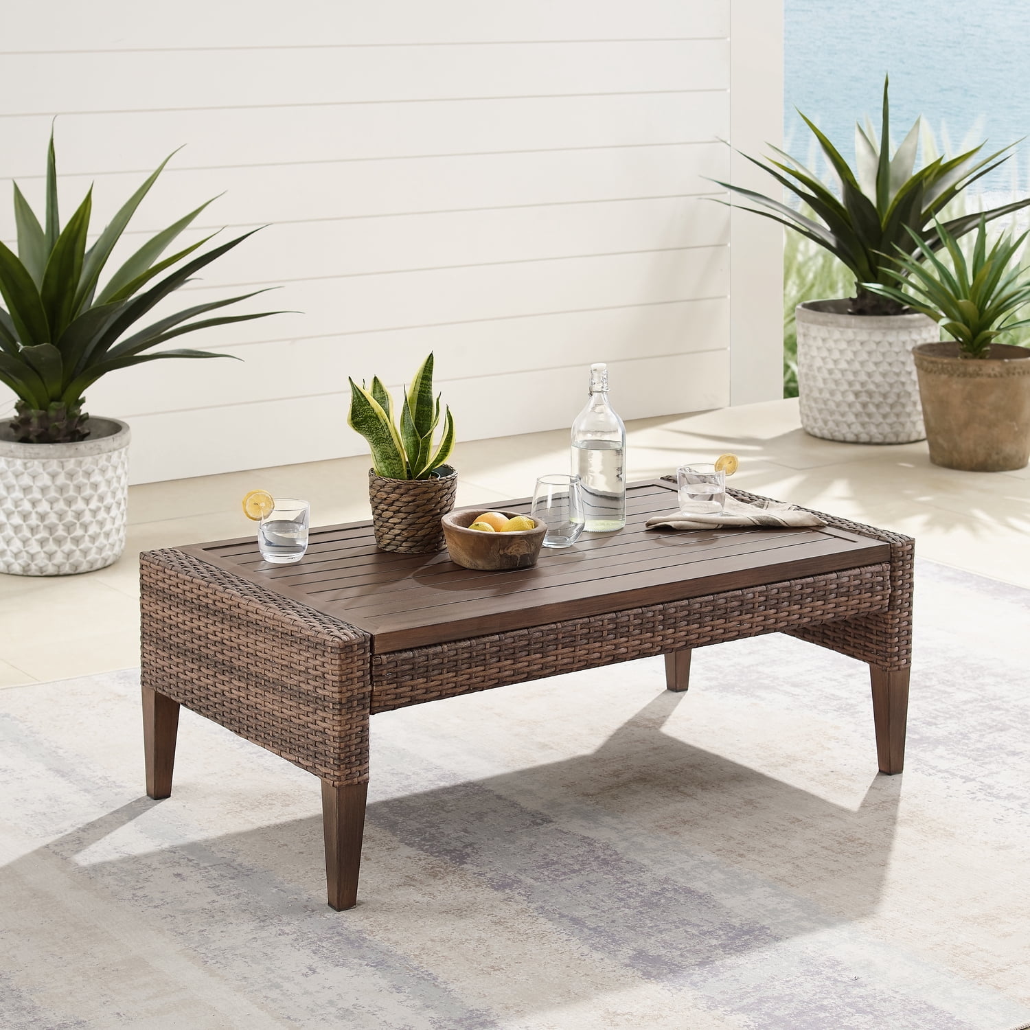 Crosley Furniture Capella PE Wicker / Rattan Outdoor Coffee Table in ...
