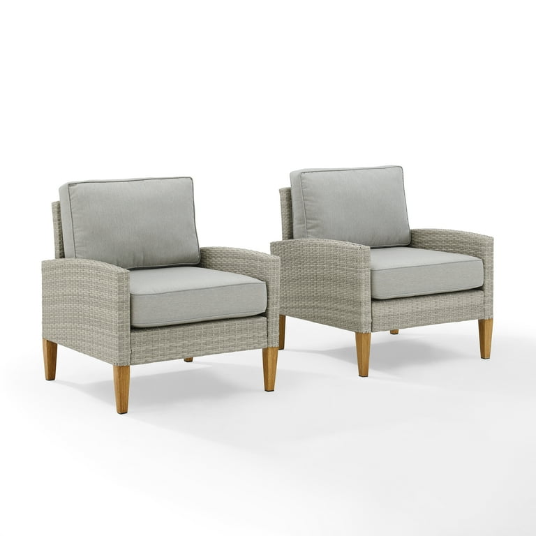Crosley Furniture Capella Rattan Fabric Patio Chair in Brown Cream Set of 2 Walmart