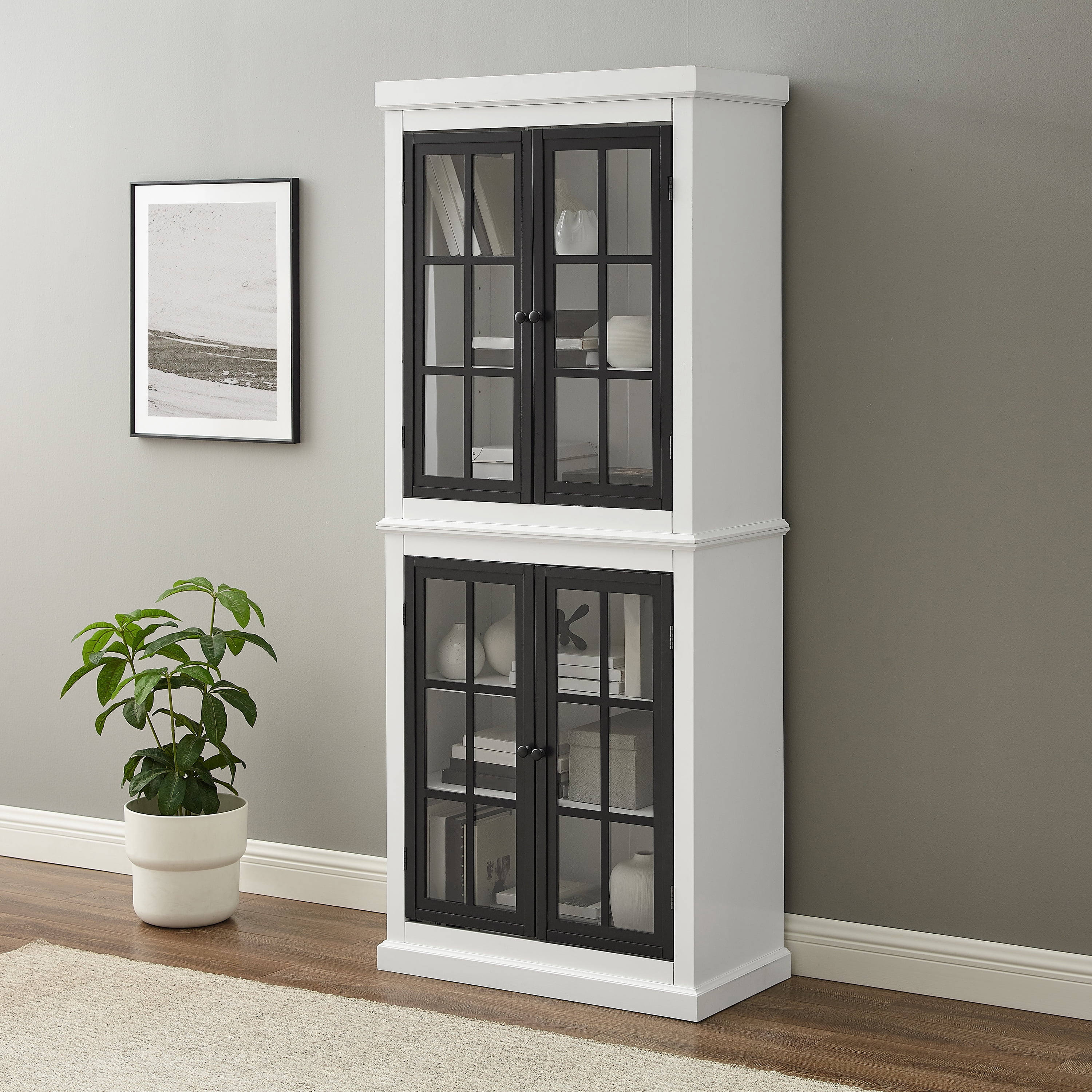 Cecily Tall Storage Pantry White Matte Black Crosley