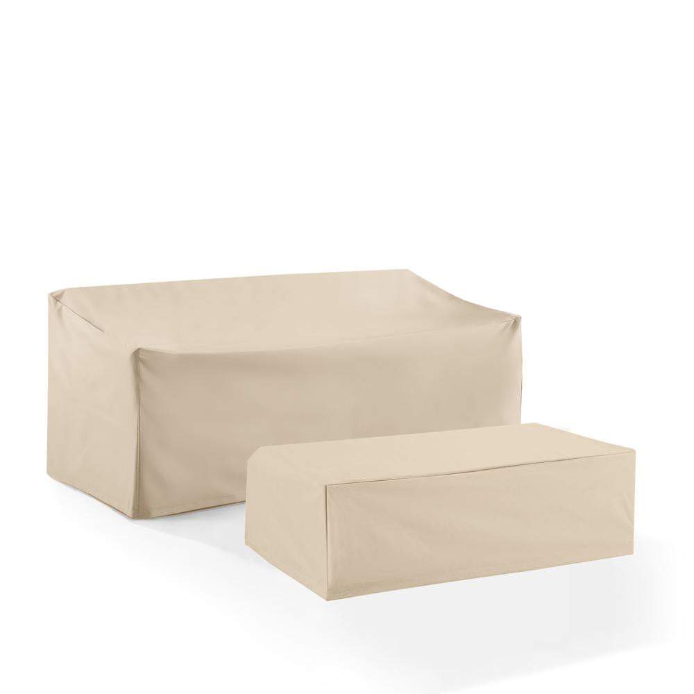 Crosley Furniture Covers 2-Piece Vinyl Outdoor Sofa Cover Set in Tan ...