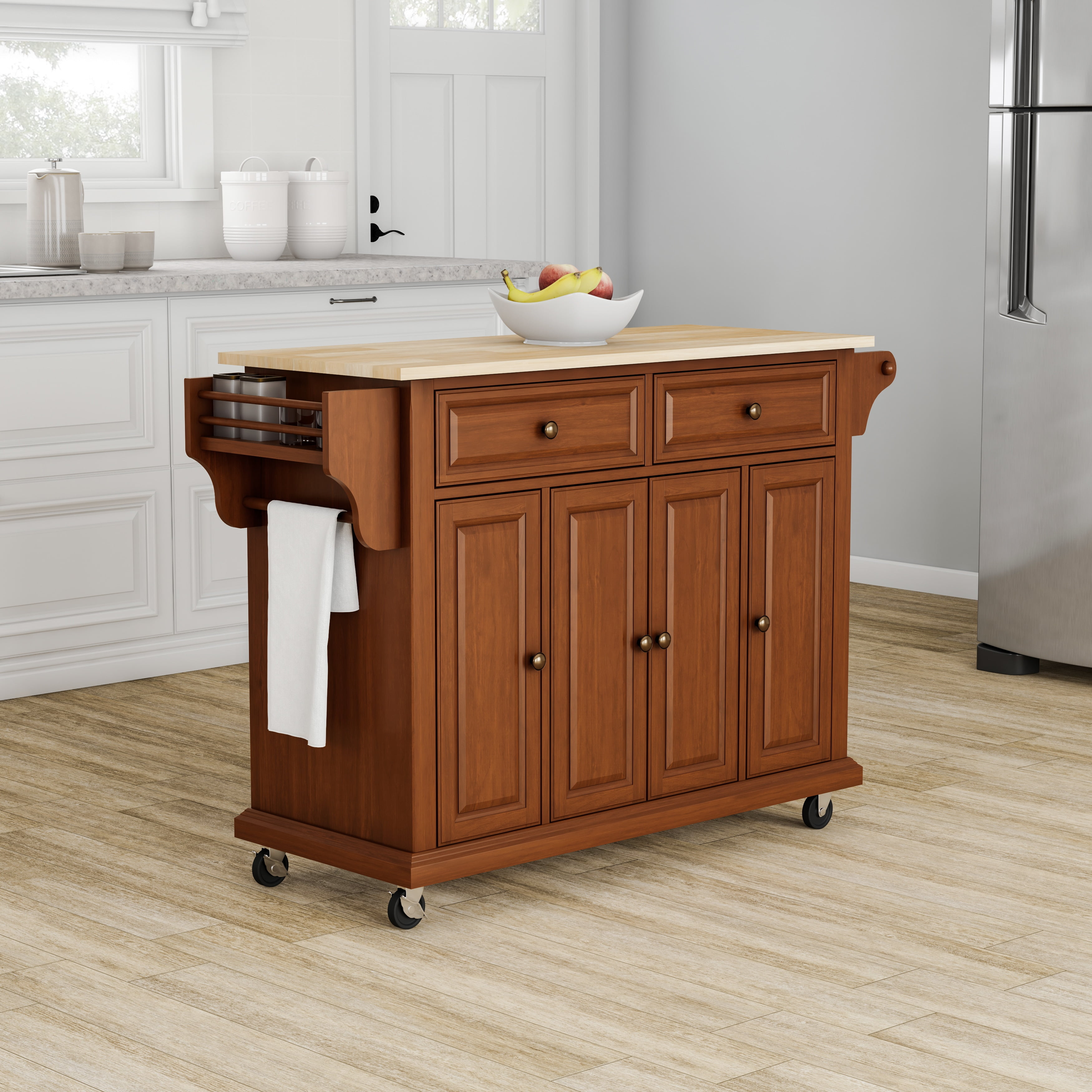 Crosley Furniture Crosley Full Size Natural Wood Top Kitchen Cart ...
