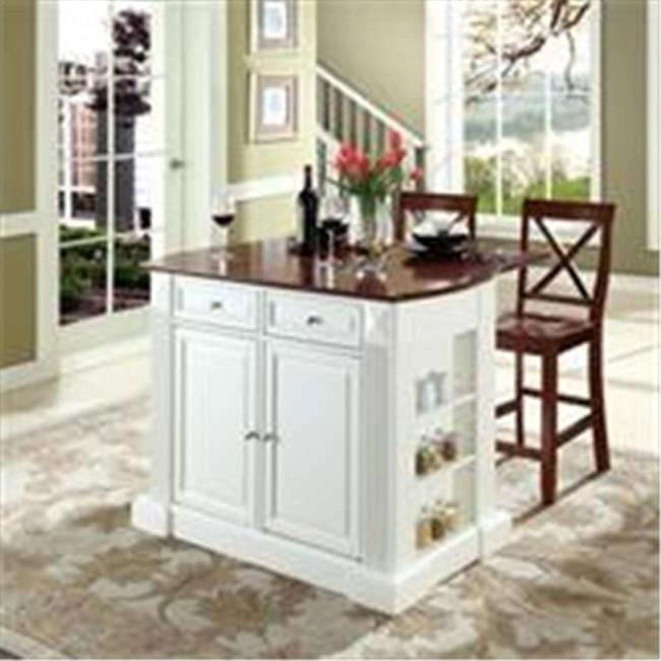 Crosley Furniture Drop Leaf Breakfast Bar Top Kitchen Island - White ...