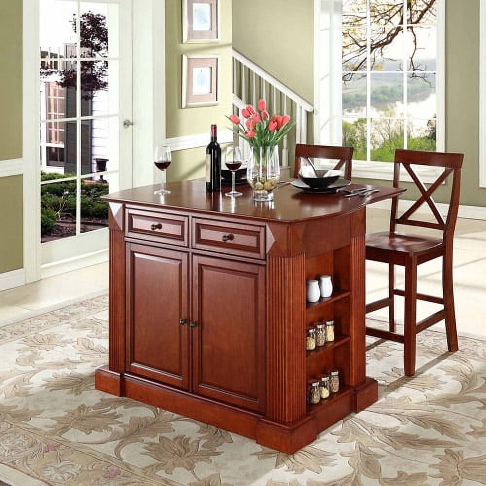 Crosley Furniture Drop Leaf Breakfast Bar Top Kitchen Island with 2 ...