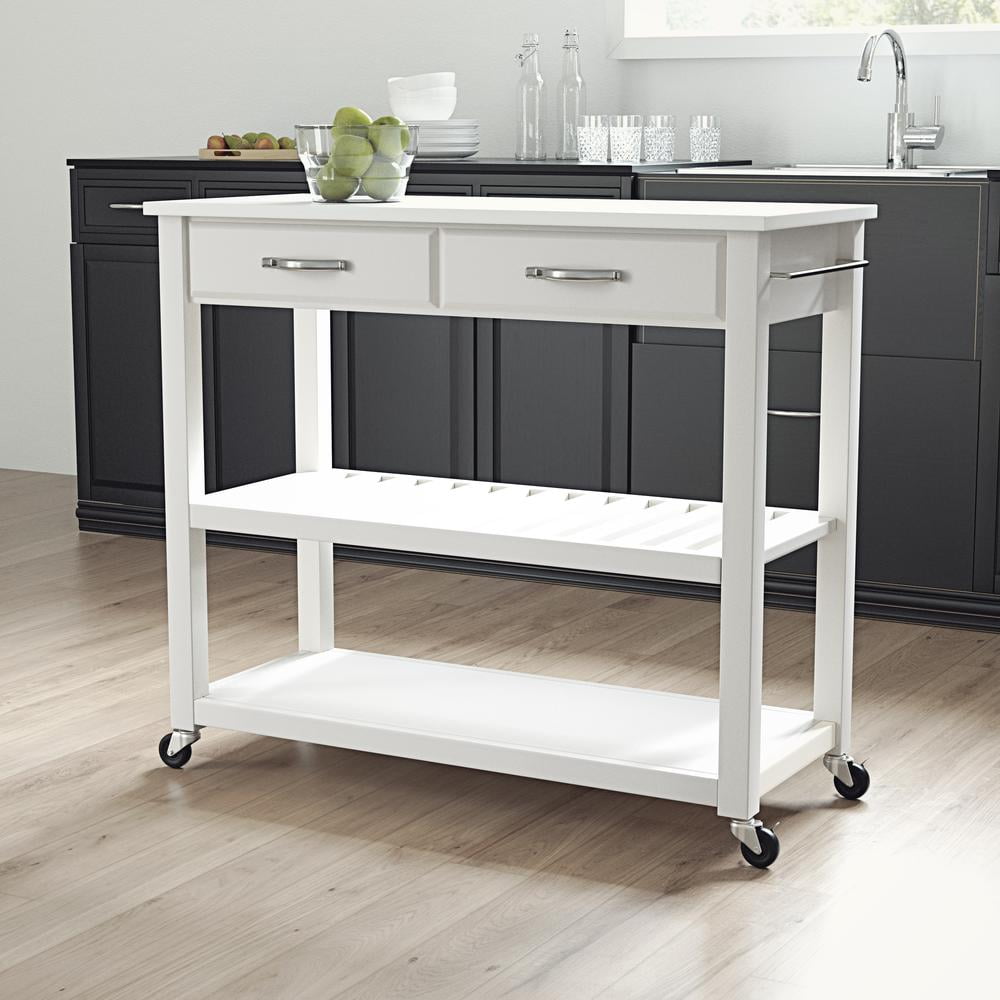 Crosley Stone Top Kitchen Prep Cart White/White - Walmart.com