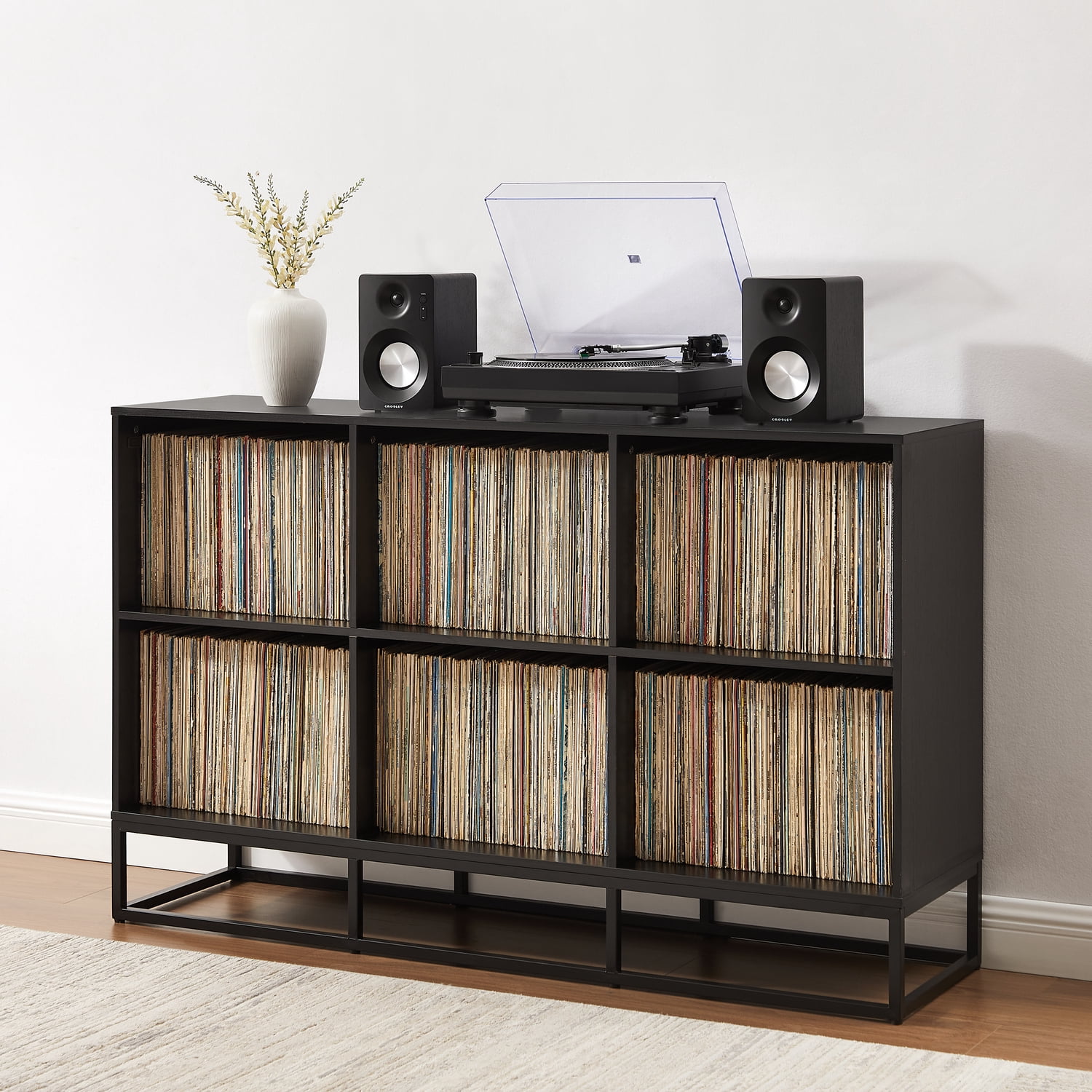 Crosley Furniture Enzo 6 Cube Record Storage Media Stand in Black ...