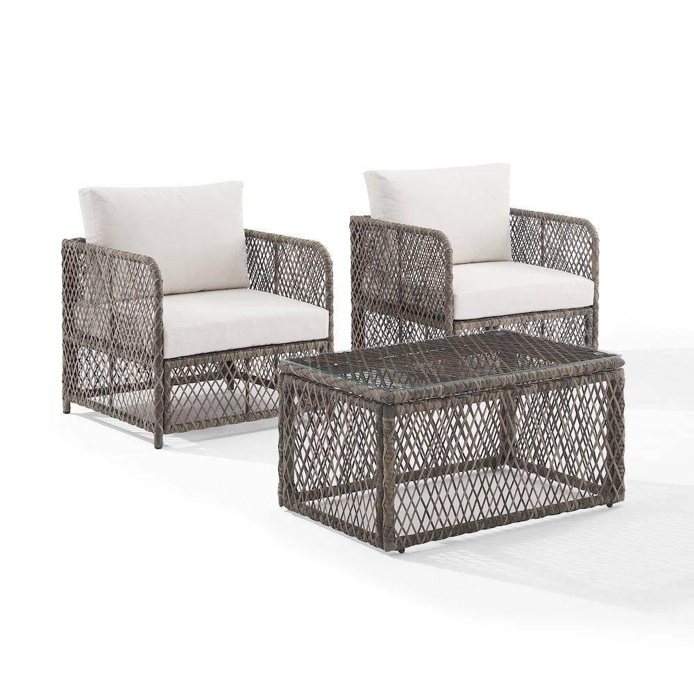 Crosley Furniture Granite Bay 3-Piece Wicker Outdoor Chair Set- Coffee ...