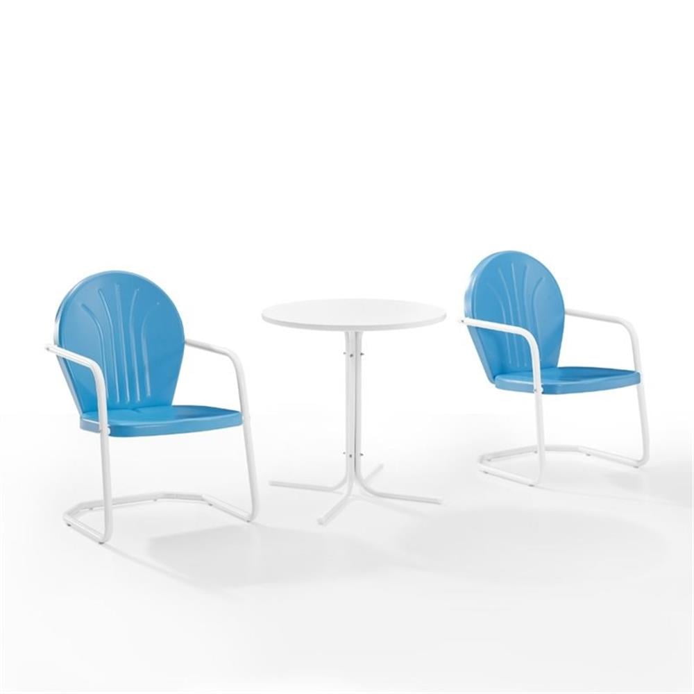 Griffith 3Pc Outdoor Metal Bistro Set Sky Blue Gloss/White Satin ...