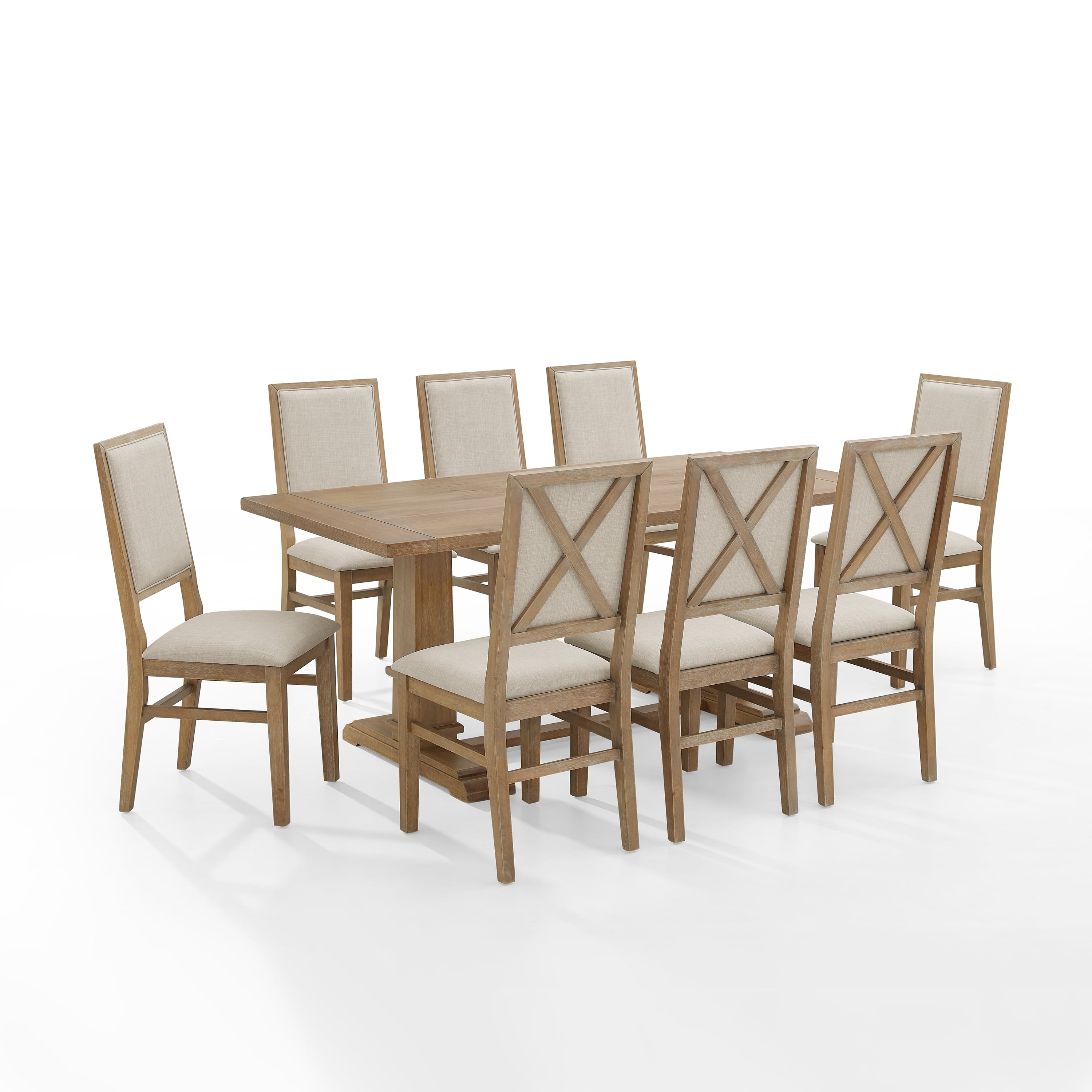 Crosley Furniture Joanna 9 Piece Modern Wood Dining Set in Rustic Brown ...