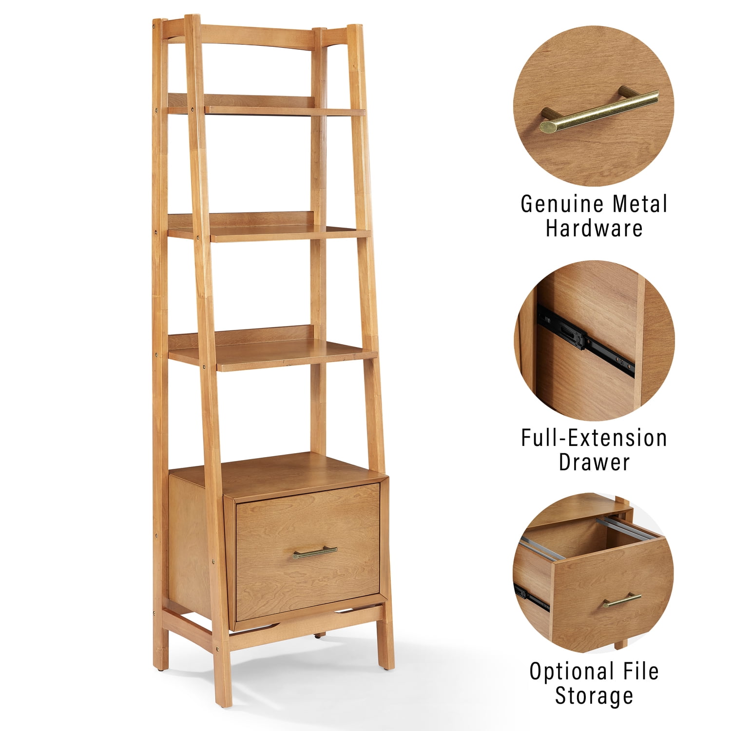 "Crosley Furniture Landon Tall Bookshelf, 25"" Narrow 4-Shelf Wood ...