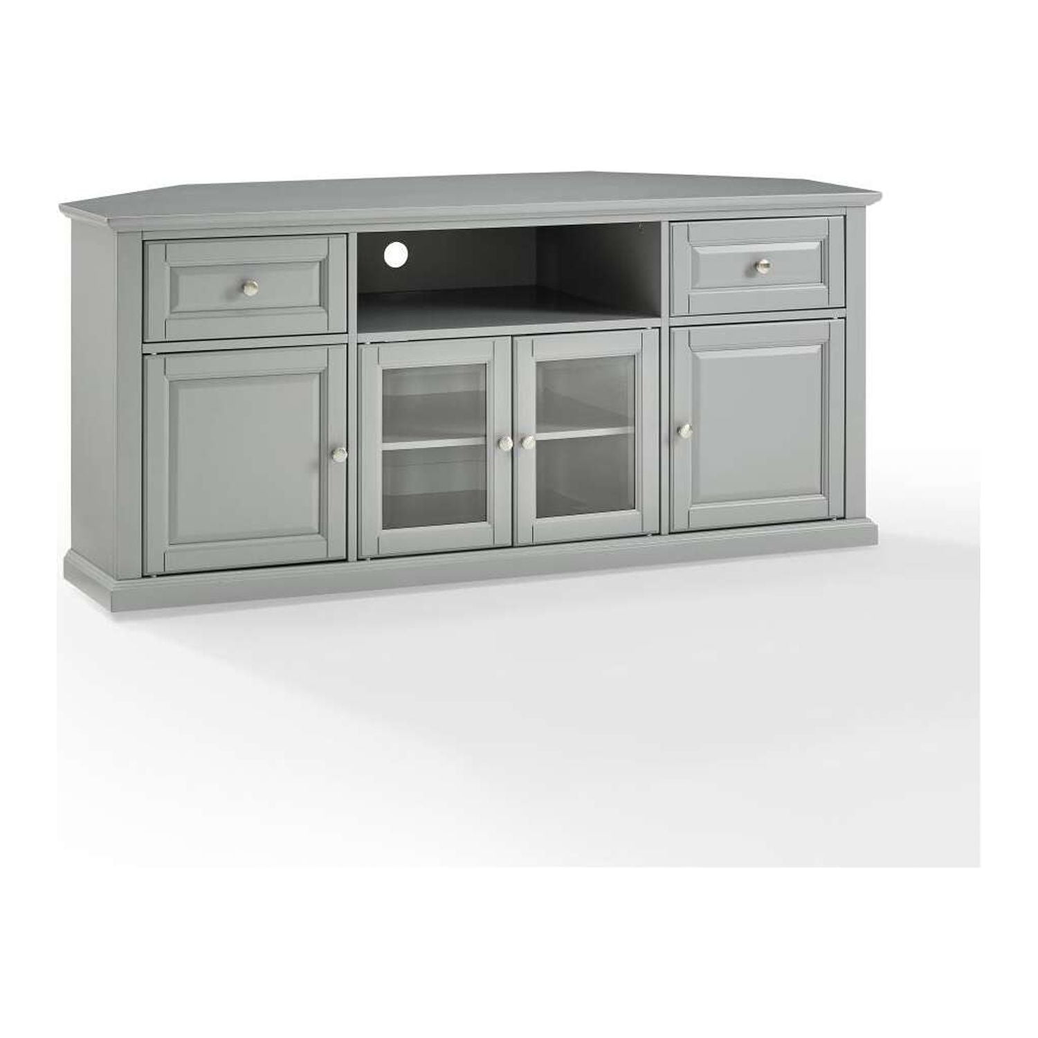 Crosley Legacy Modern Corner TV Stand in Gray with Storage for TVs up ...