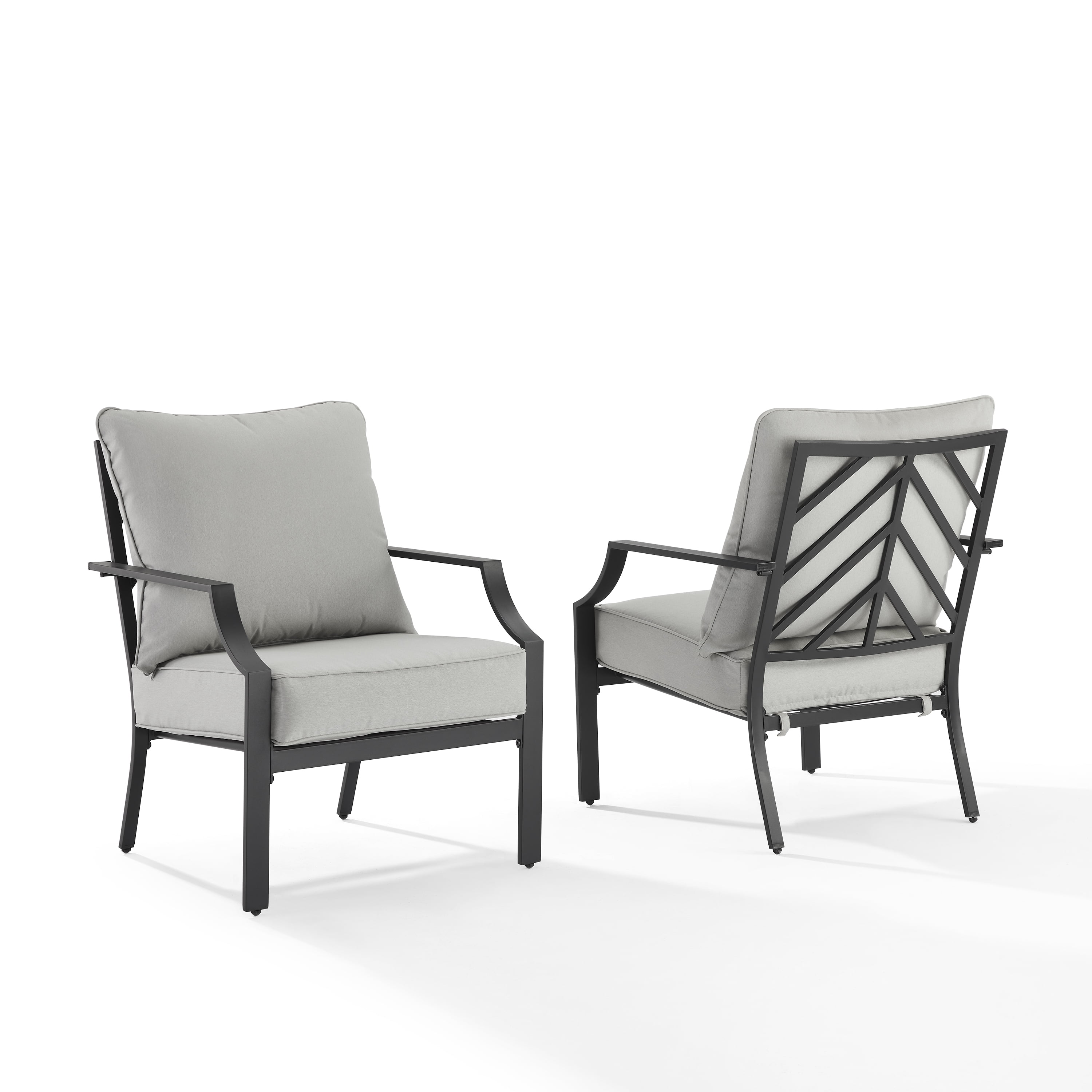 Crosley Furniture Otto 17.5 Metal Outdoor Chair in Gray Matte Black Set of 2 Walmart