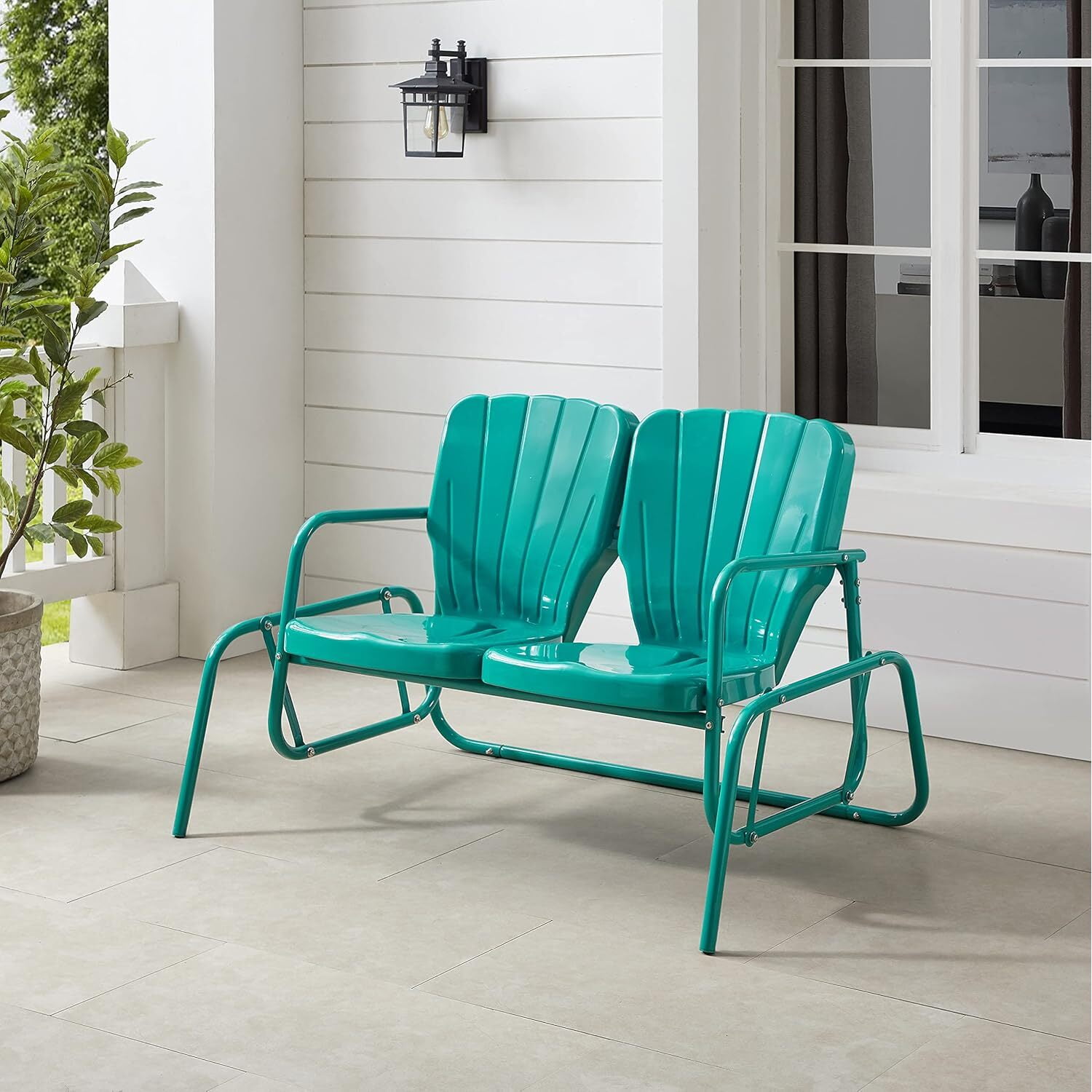 Crosley Furniture Ridgeland Metal Gliding Patio Loveseat for Front ...