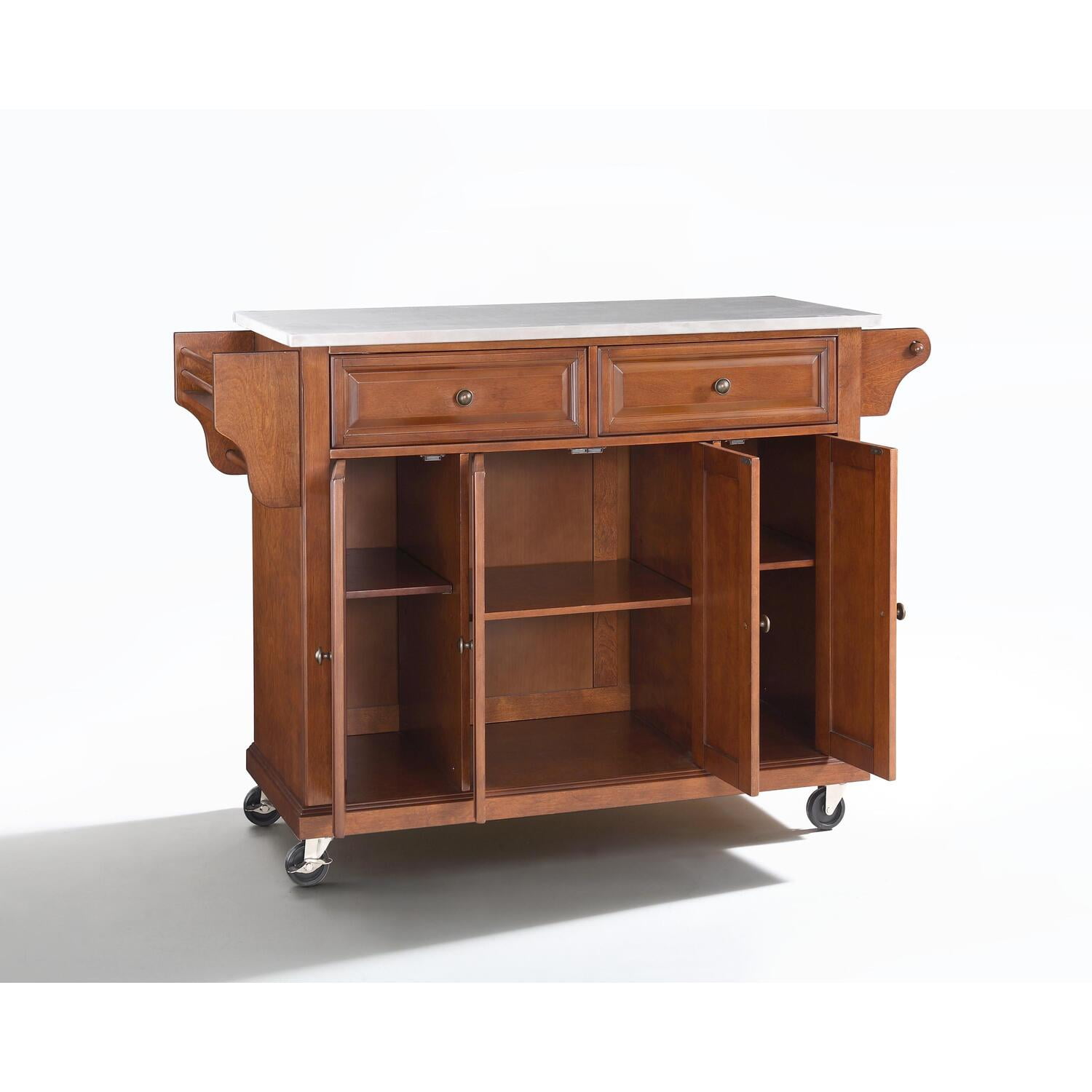 Crosley Furniture Mobile Kitchen Cart with Large Storage, Wood Top ...