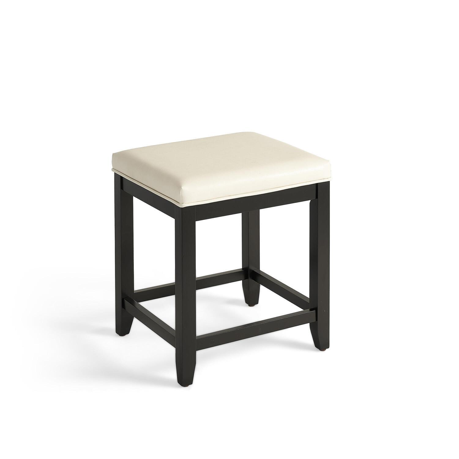 Crosley Furniture Vista Vanity Stool In Black With White Vinyl ...