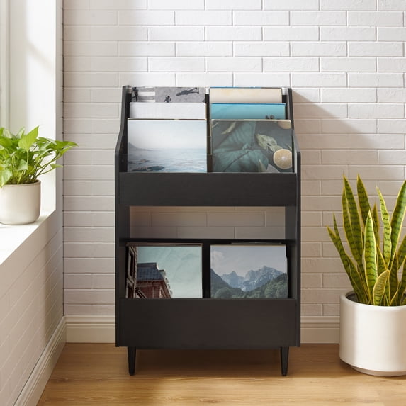 Crosley Liam Media Storage Cabinet, Black, Holds Up to 100 Records per ...