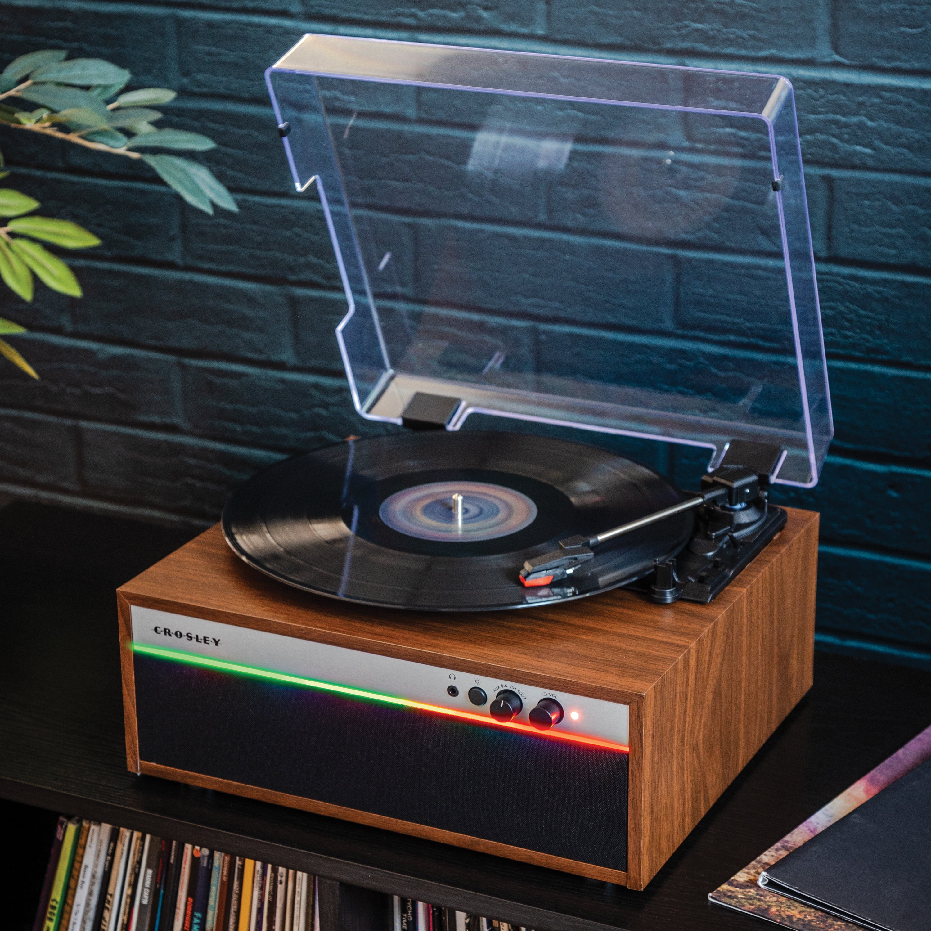 Crosley Strobe Record Player In Walnut - Walmart.com
