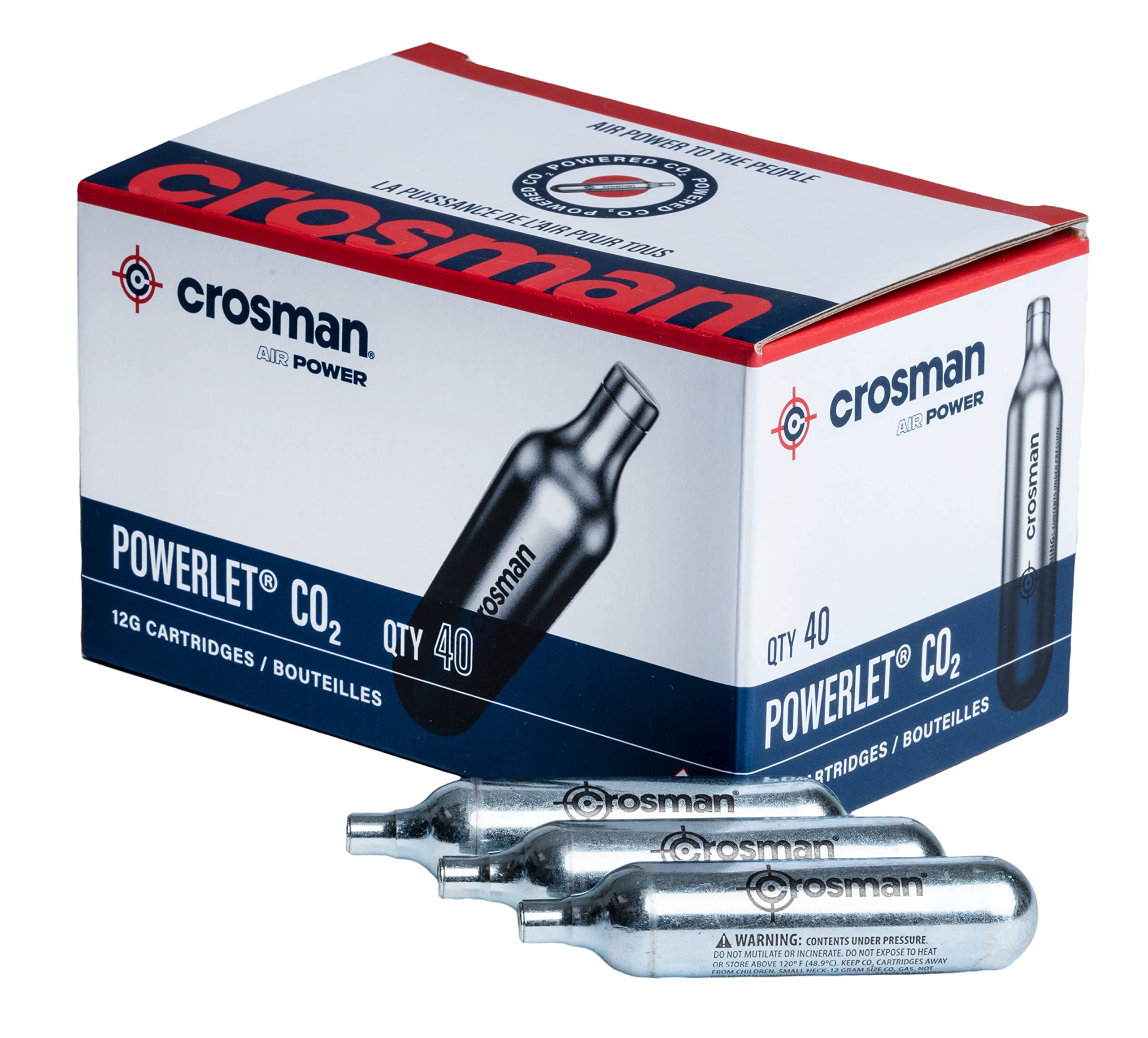 Crosman 40-Count 12-Gram CO2 Cartridges For Air Rifles And Air Pistols 23140-N, Packaging May ...