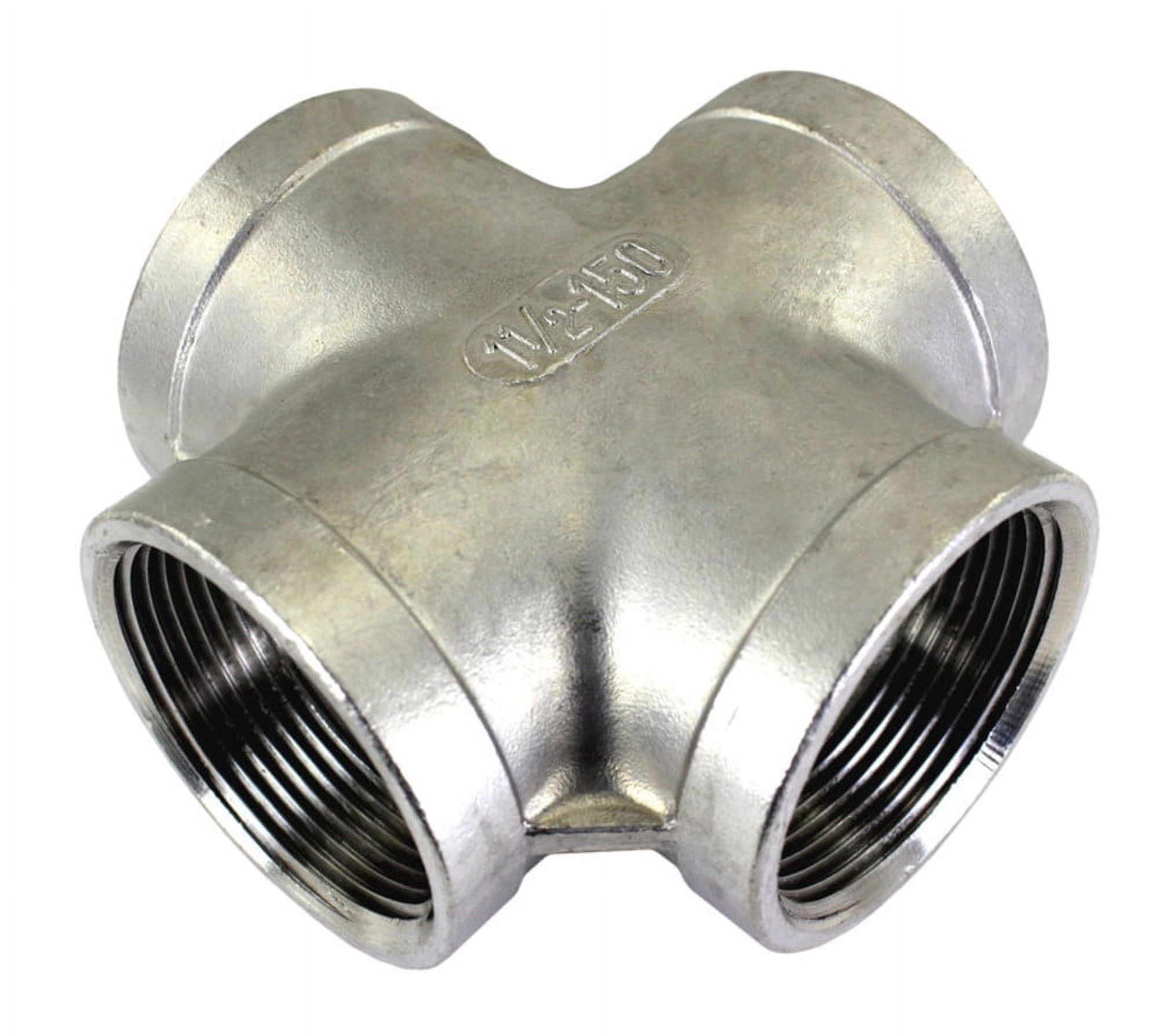 Cross 1-1/2" Female NPT Stainless Steel Pipe Fitting 1.5", 2 Pack ...