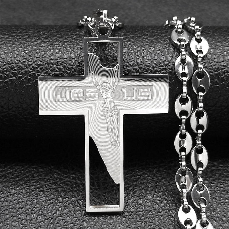 Cross 14K Yellow Gold Choker Necklace for Man Gold Color Men's Chain ...