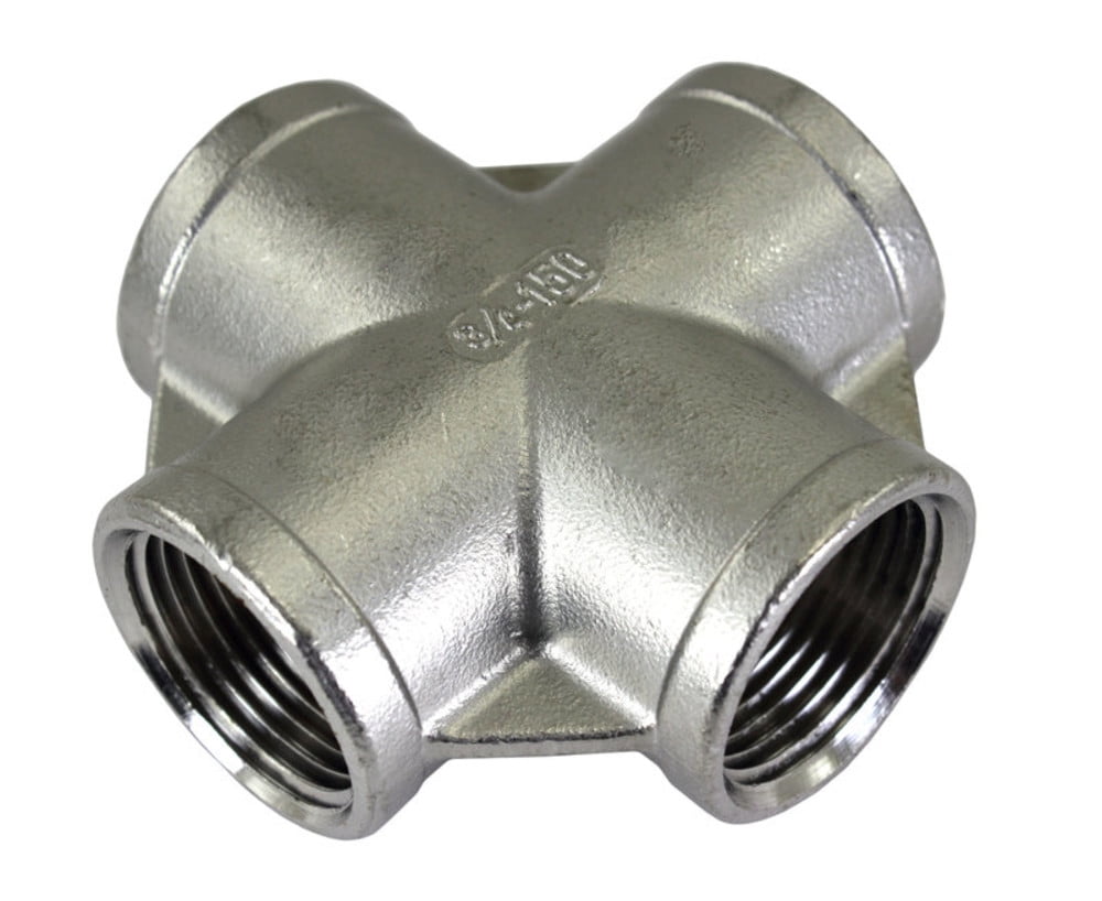 Cross 3/4" Female NPT Stainless Steel Pipe Fitting 0.75", 2 Pack ...