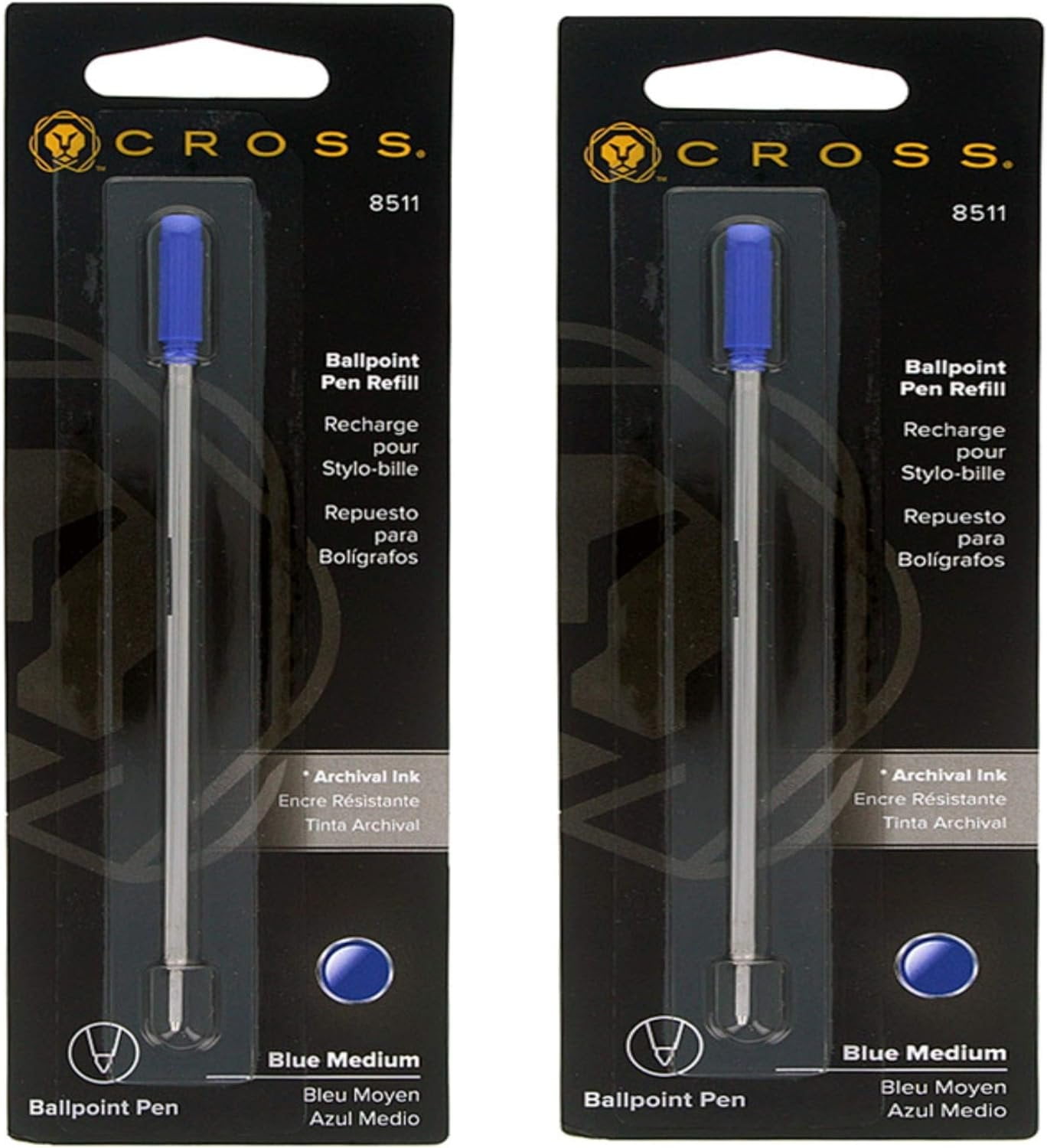 Cross 8511 Blue Ink Medium Ballpoint Pen Refills, 2/Pack - Walmart.com