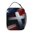 Cross American Flag Lunch Bag Tote Bag Portable Insulated Lunch Box For ...