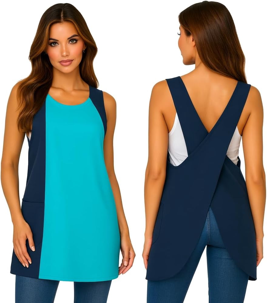 Cross Back Apron with Pockets – Curvy Girl Friendly, No Neck Strap. Bib ...