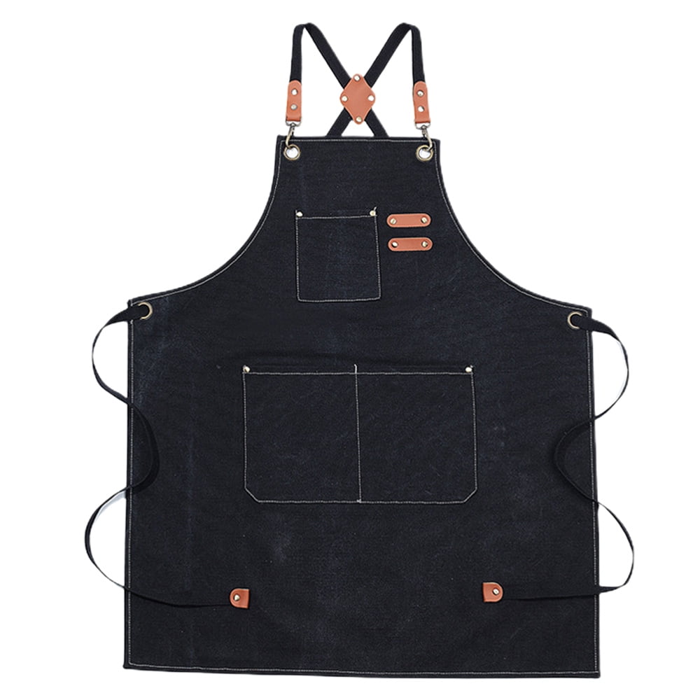 Cross Back Cotton Aprons for Men Women with Large Pockets, Adjustable ...