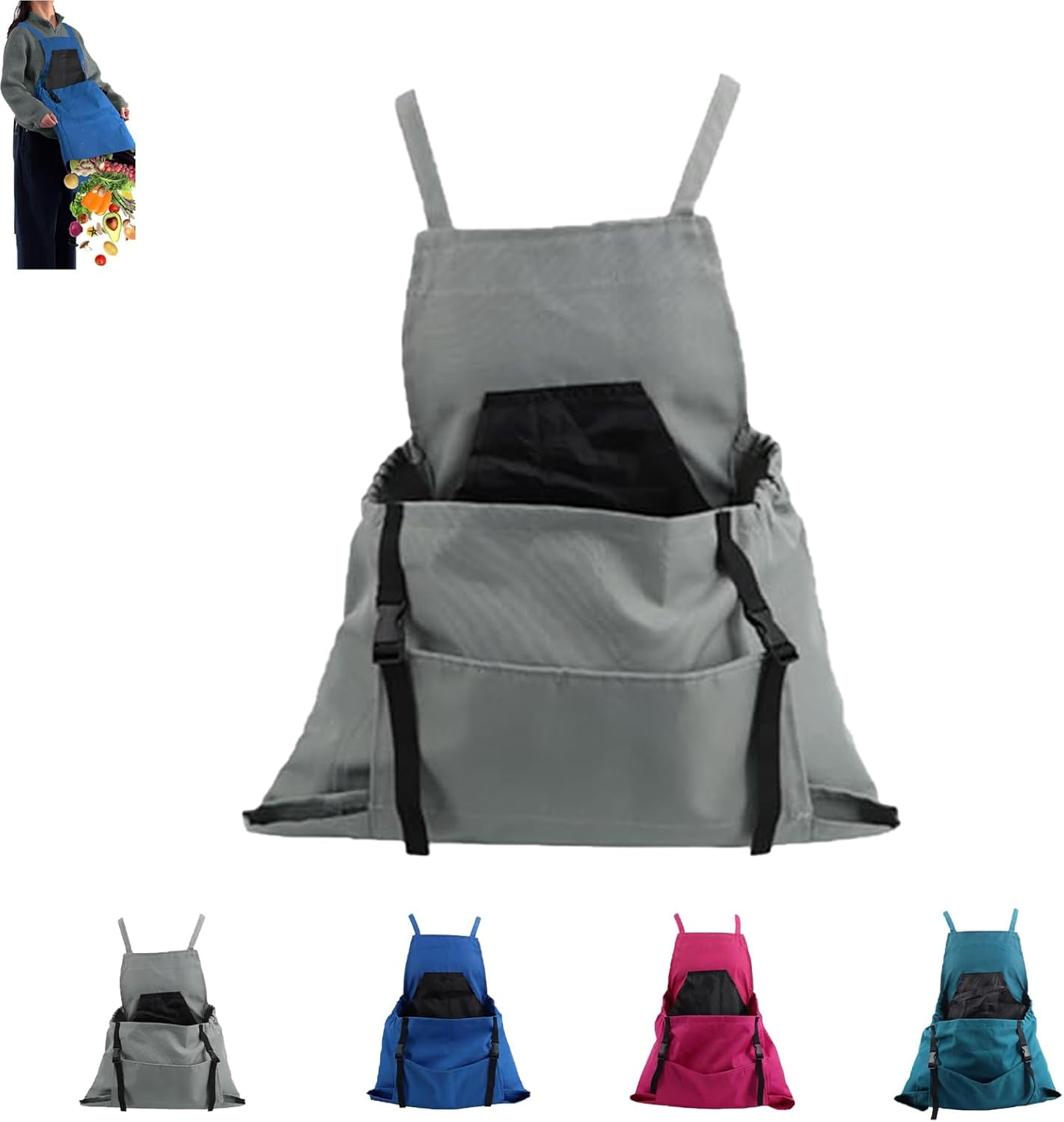 Cross Back Gardening Apron With Deep Kangaroo Release Large Pocket, Waterproof Garden Apron for ...