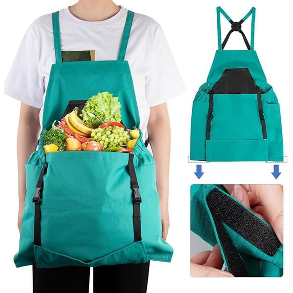 Cross Back Gardening Apron With Deep Kangaroo Release Pockets,Gardening Apron with Pockets for ...
